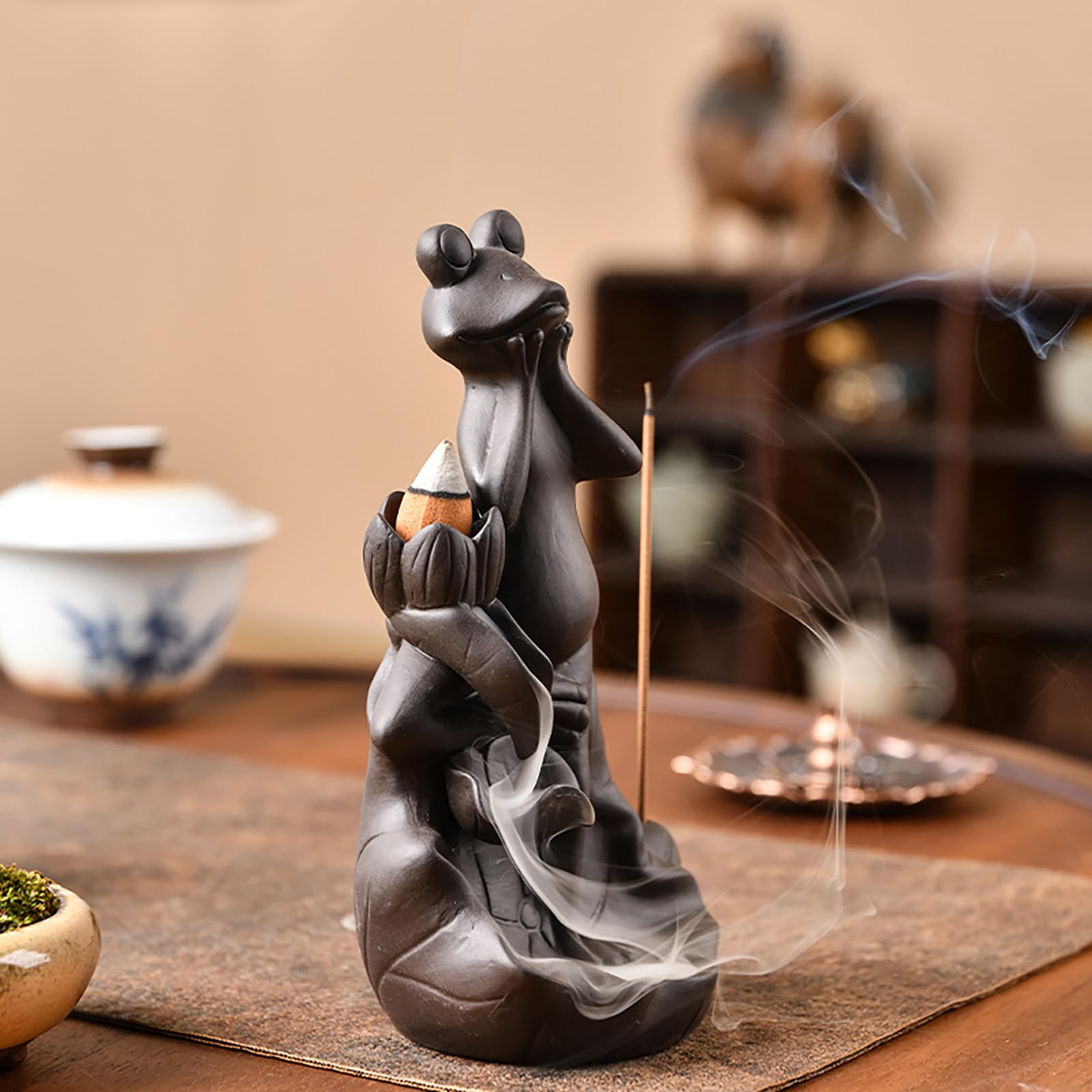 Jueison Backflow Incense Burner Incense Waterfall Burner Cute Pigs Deocr Ashtray Ash Catcher Incense Holder with 20 Incense Cones +30 Incense Sticks +1 Mat +1 Tweezer (Fruit)