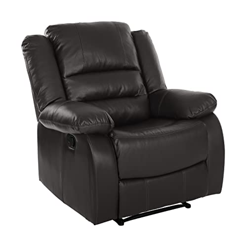 Lexicon Azrael Faux Leather Manual Reclining Chair, 37.5" W, Brown