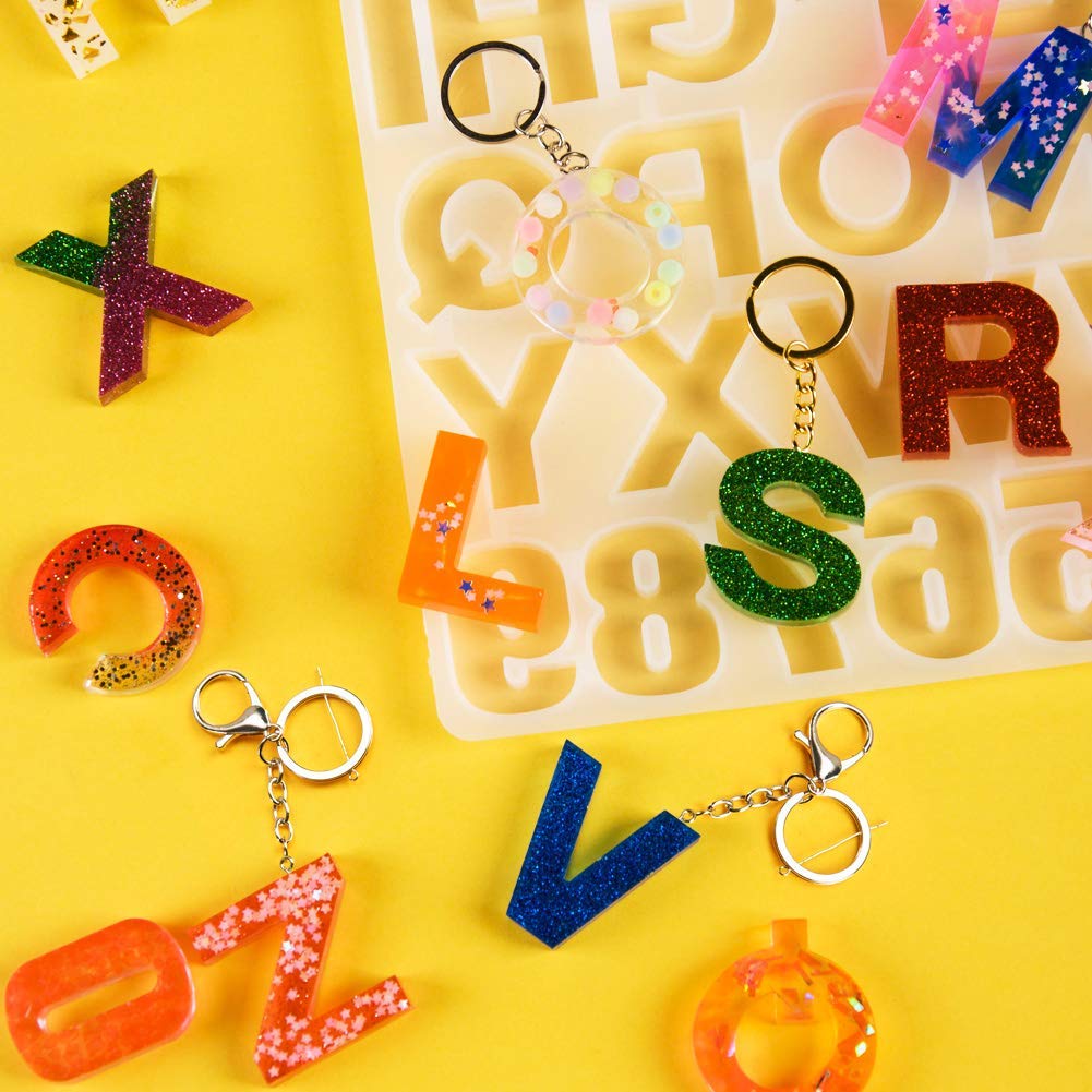 Kyrieval Resin Letter Molds Backwards Alphabet Silicone Mold for DIY Making Epoxy Resin Keychains Crafts Jewelry