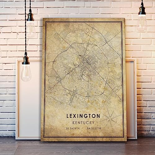 Lexington Vintage Map Print Lexington Map Kentucky Map Art Lexington City Road Map Poster Vintage Gift Map