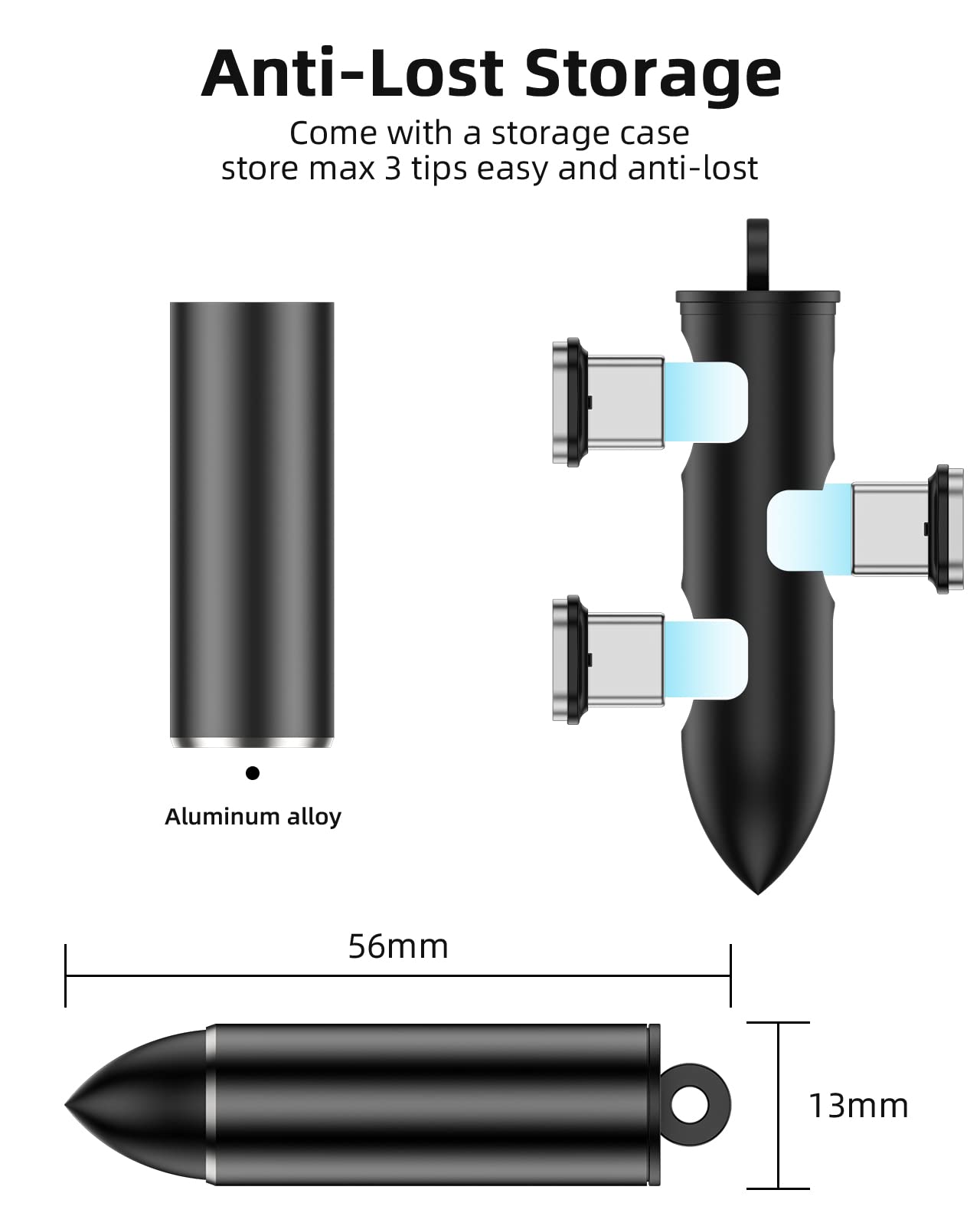 YKZ USB C Magnetic Tips 3pcs, 7 Pin Magnetic USB C Adapter Head with Connector Organizer Compatible USB C Magnetic Charging Cable