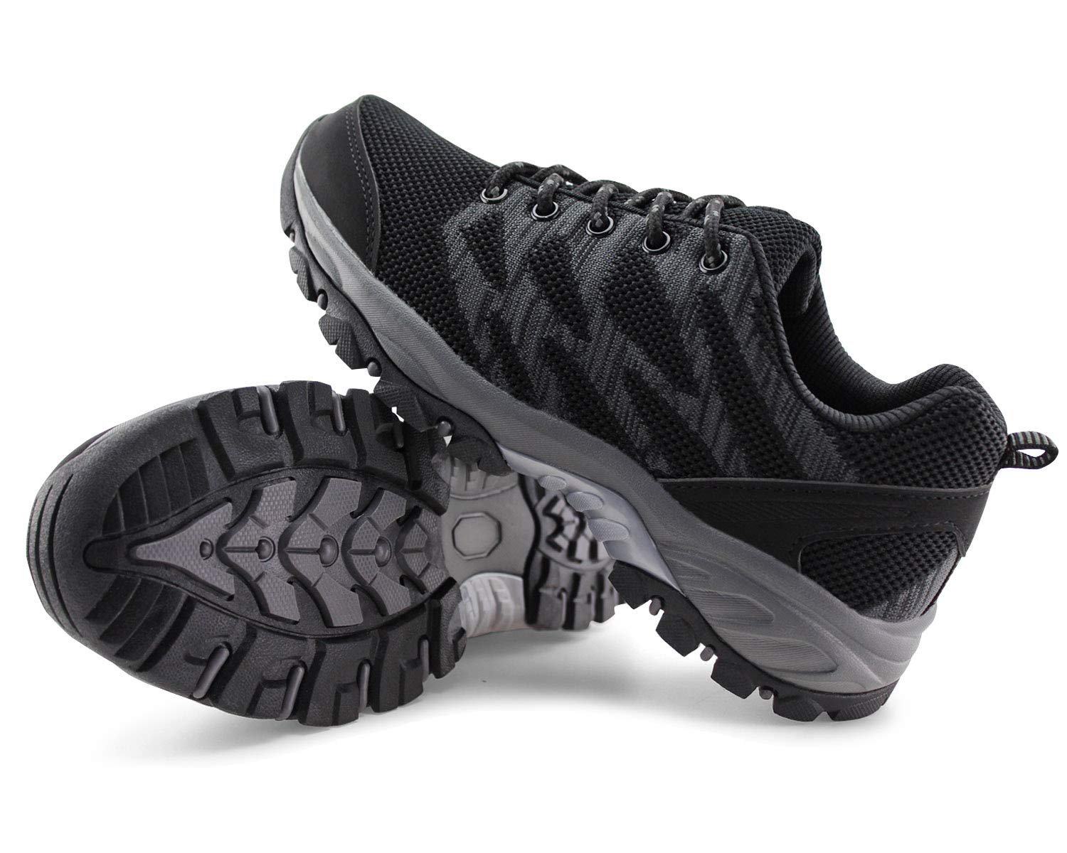 JABASIC Women Outdoor Hiking Shoes Lightweight Knit Sneakers (7,Black/Grey-1)