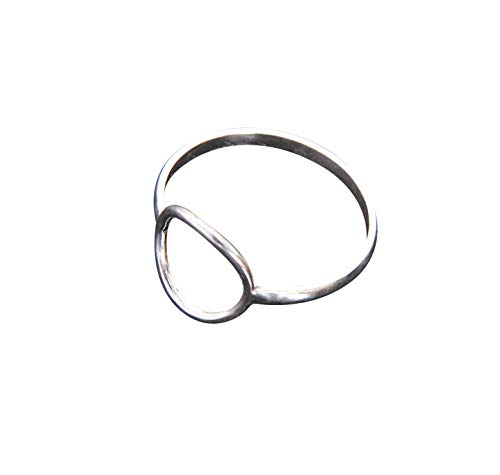 Marycrafts Sterling Silver Simple Plain Karma Circle Statement Rings