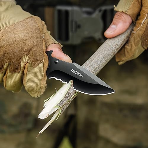 TACTIMAN Pocket Folding Knife Survival Gear Tactical Knife with Liner Lock Stainless Steel Blade in Black Oxidation G10 Handle Reversible Pocket Clip Gifts for Men Dad Husband