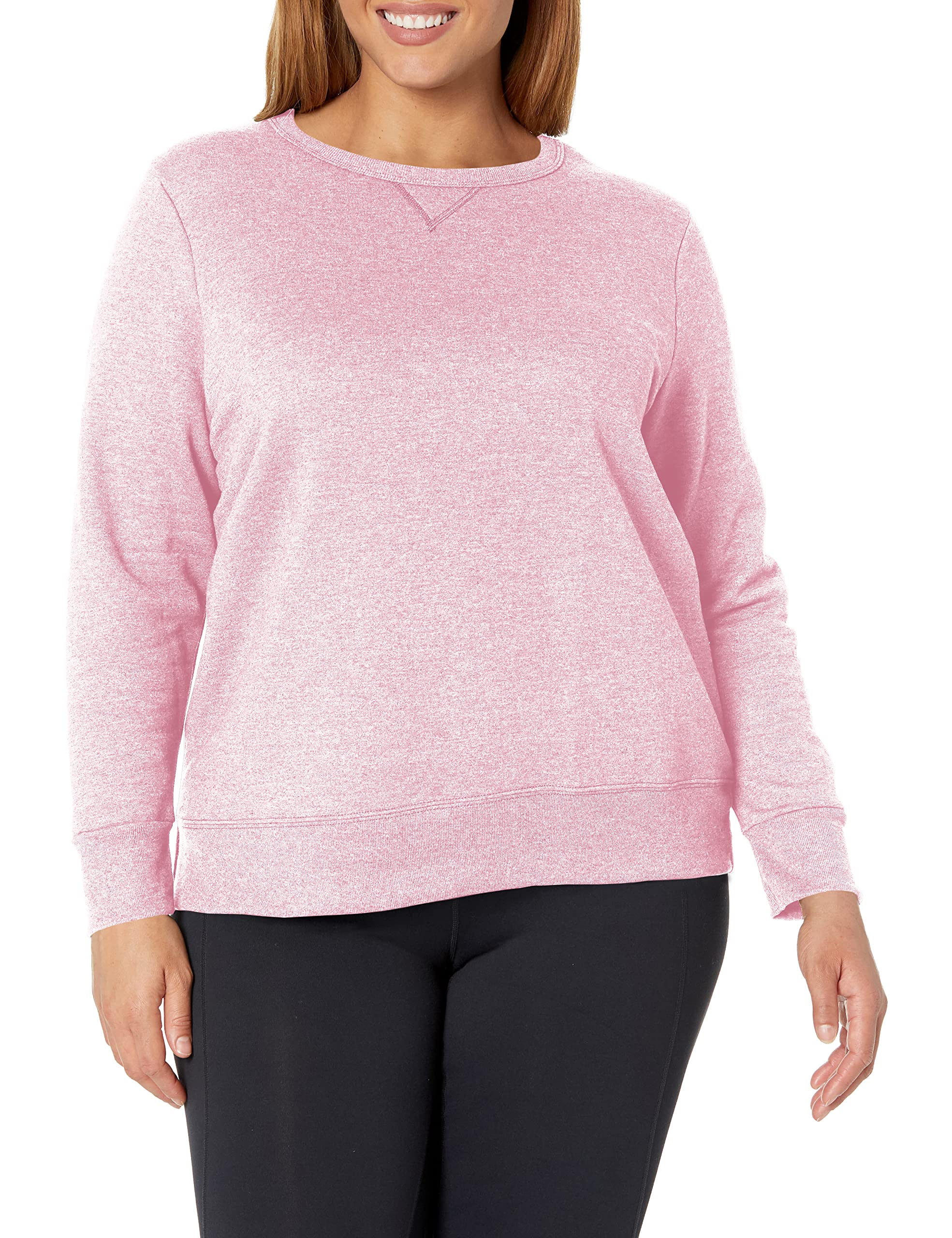 Just My Size Women's Plus-Size EcoSmart Sweatshirt with V-Notch, Pale Pink, 3X