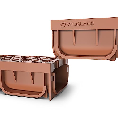 Vodaland - 4 Inch Trench Drain System with Grate - Terracotta - Easy 2 (1)