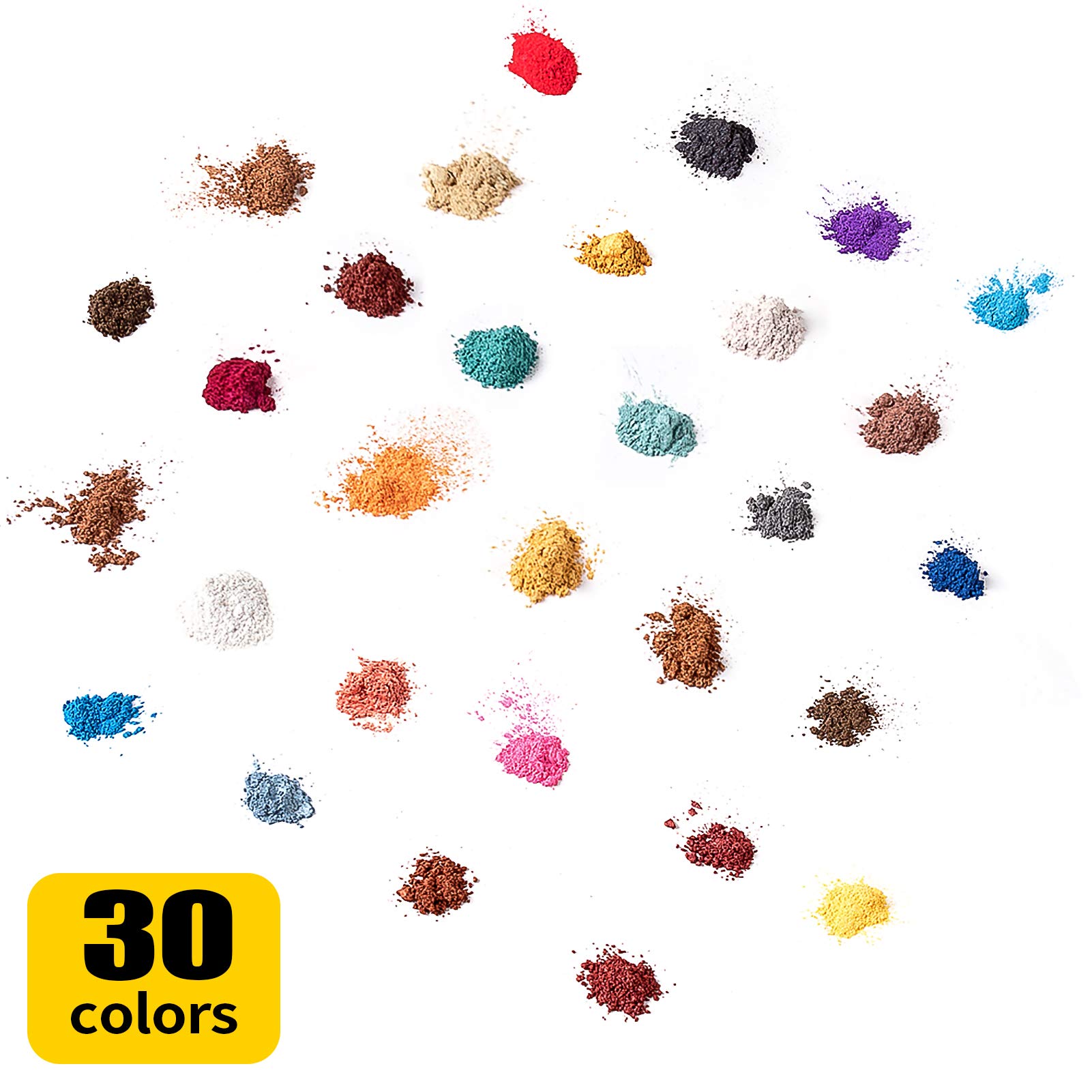 Mica-Powder-Pigment-Epoxy-Resin-Dye for Lip Gloss Base, Soap Making, Bath Bomb, Candle, 30 Cosmetic Grade Colors Glitter Colorant Kit by Startso World