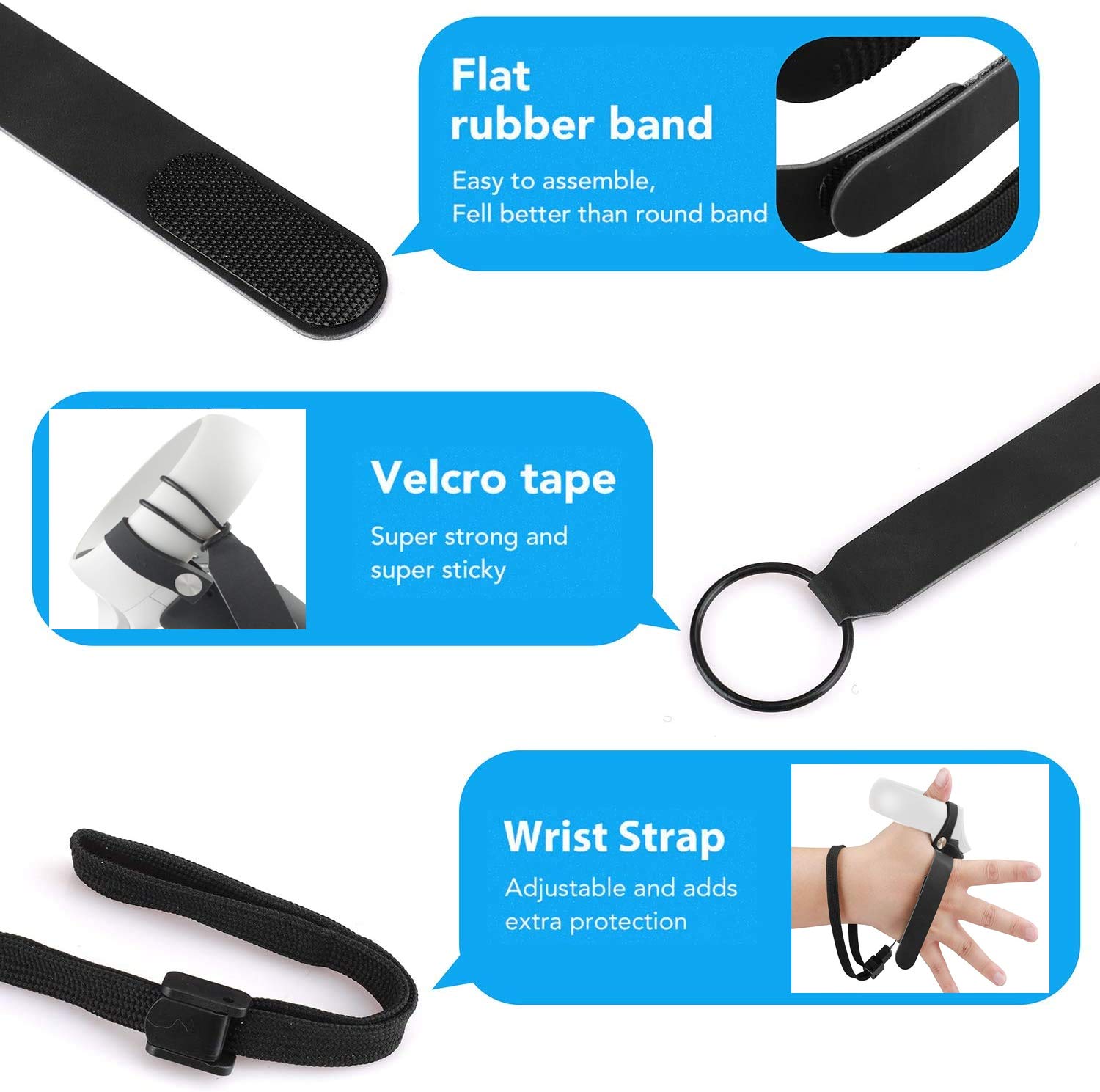 MASiKEN Touch Controller Grip Cover for Oculus Quest 2 with Adjustable Wrist Knuckle Strap Anti-Throw Handle Protective Sleeve (Black)