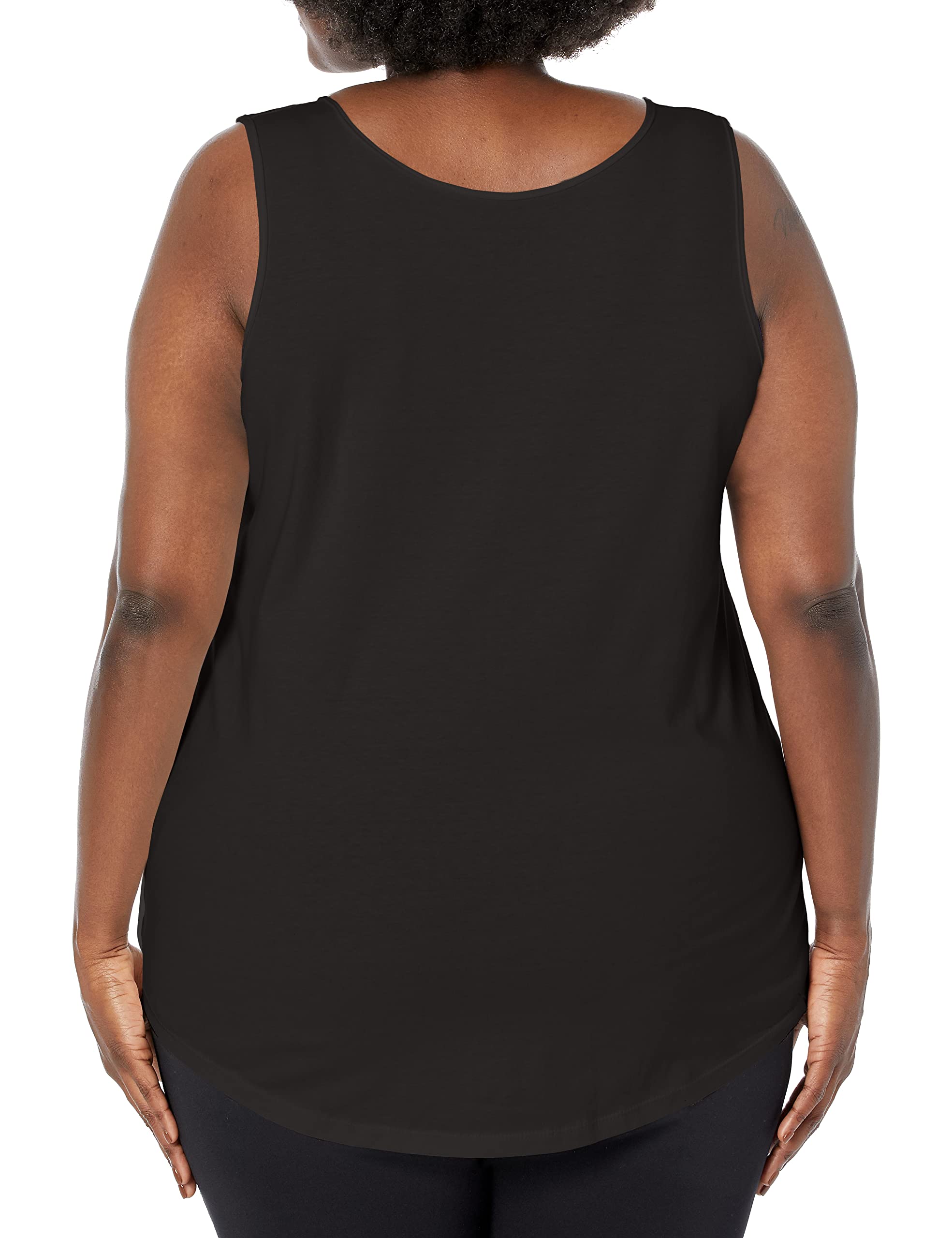 JUST MY SIZE womens Shirt-tail tank top and cami shirts, Black, 2X US