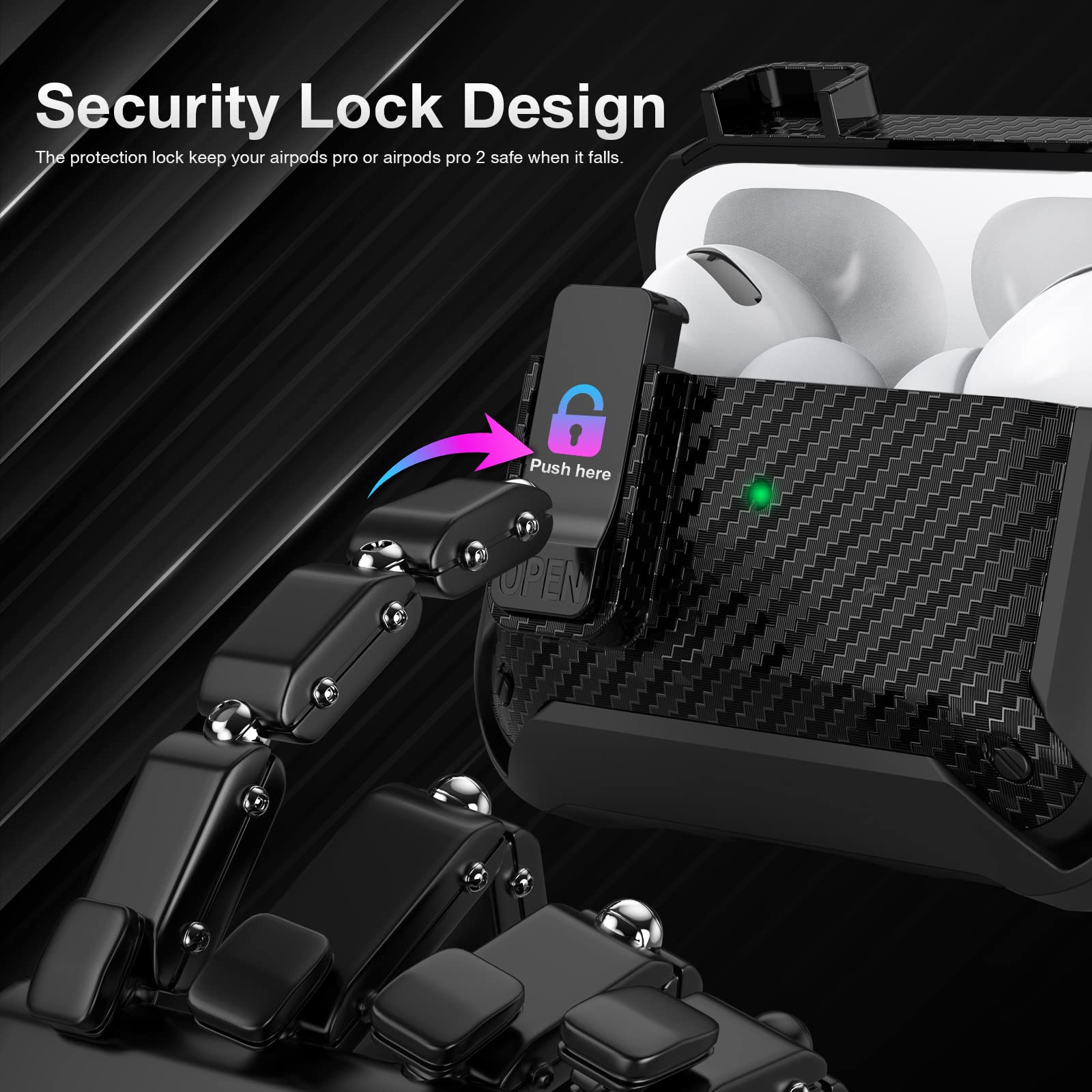 SOTRADE Case Cover (2nd Generation/1st Generation) with Lock Lid, Shock-Absorbing Protective Cover with Keychain for Case 2022 for Men Women [Front LED Visible]