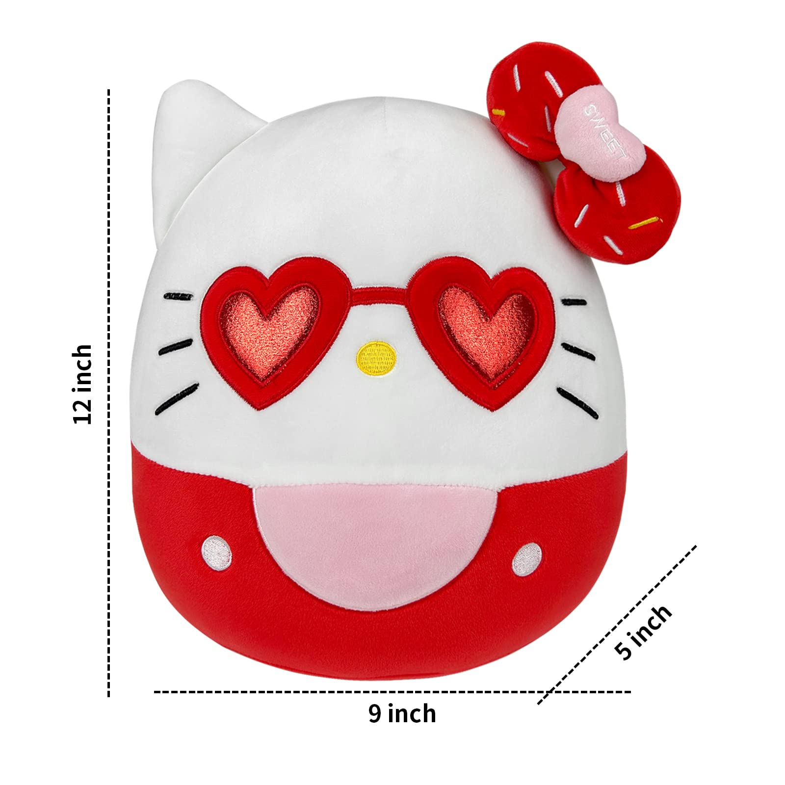 Red Cat Plush Pillow, 11.8 Inch Cute Plush Doll Toy, Cat Pillow Plush Birthday Girl Kids Gift (Red)
