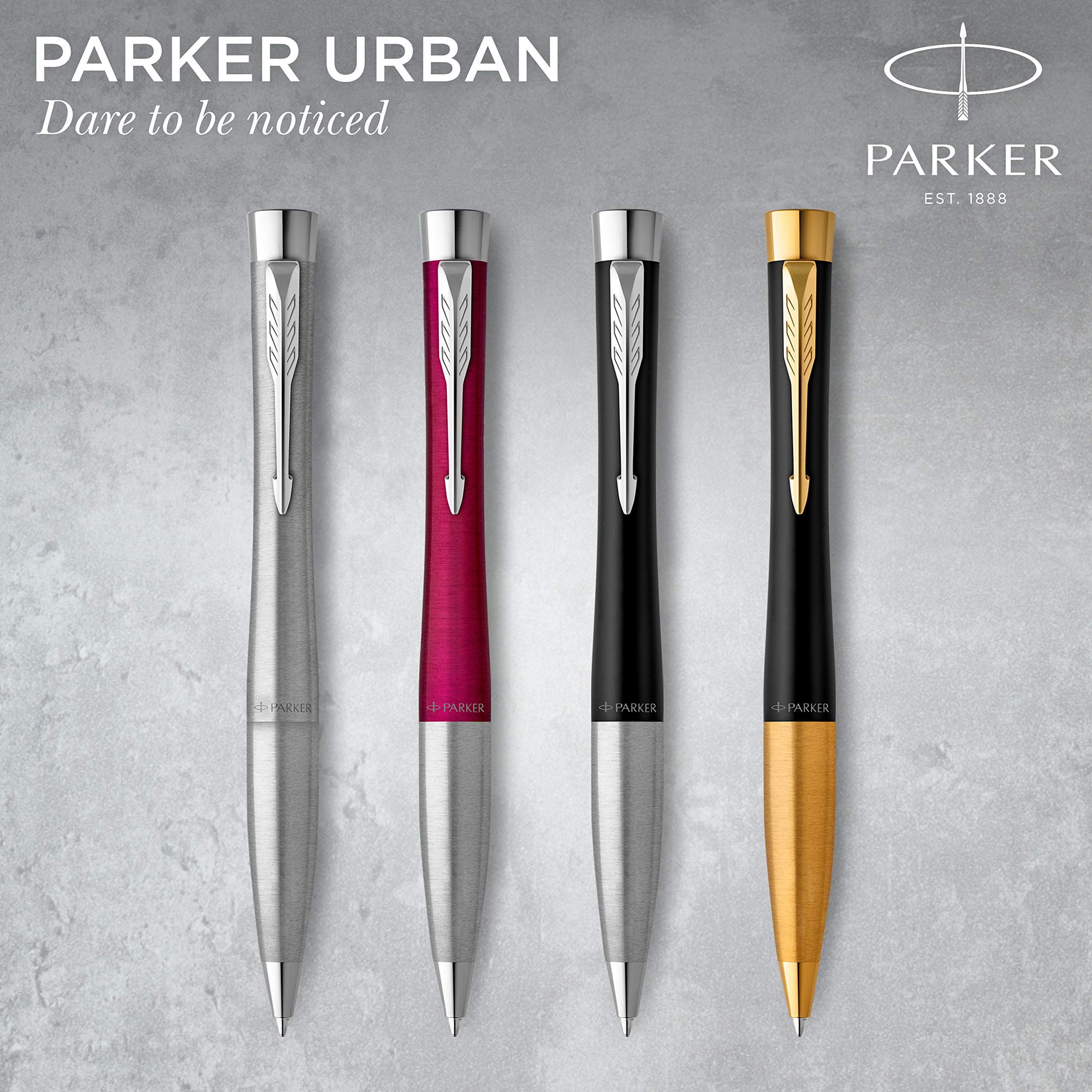 PARKER Urban Twist Ballpoint Pen | Vibrant Magenta with Chrome Trim | Medium Point Blue Ink Refill | Gift Box