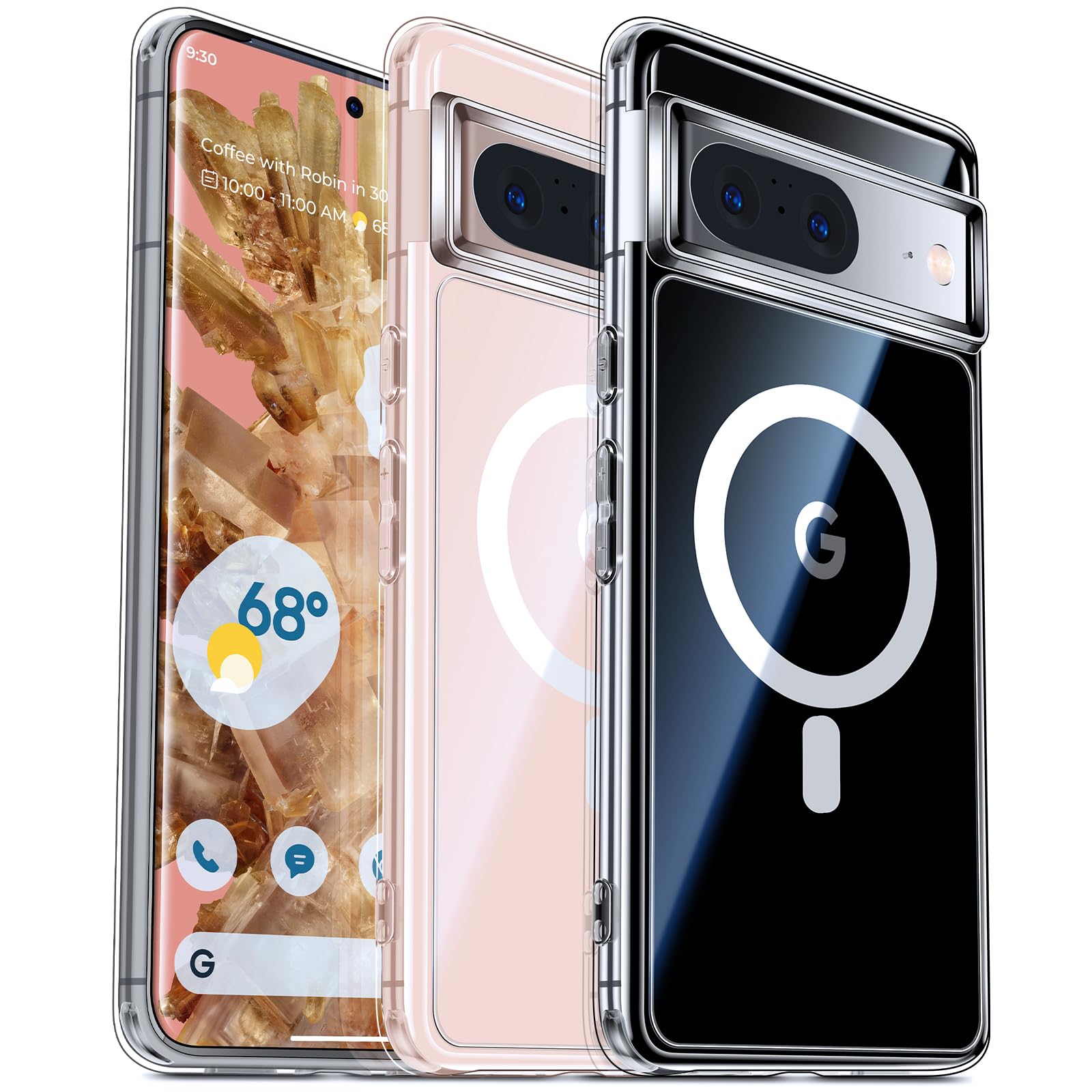 Juntone Magnetic for Google Pixel 8 Pro Case Clear [Compatible with MagSafe] [Non-Yellowing] [10 FT Military Grade Drop Protection] Shockproof Slim Case for Pixel 8 Pro Case, Crystal Clear