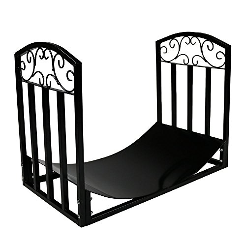 Sunnydaze 2-Foot Firewood Log Rack - Indoor/Outdoor Black Powder-Coated Steel Decorative Fireplace Wood Storage Holder