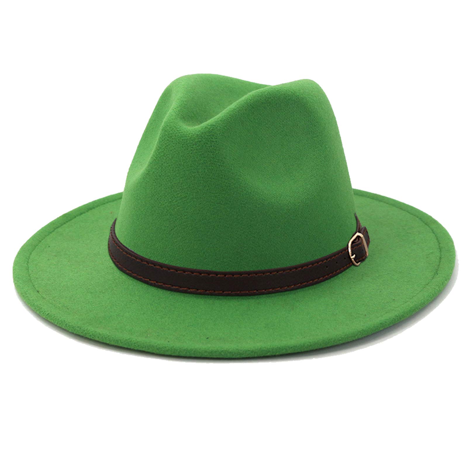 Lisianthus Men & Women Fedora Hat - Belt Buckle Wide Brim Panama Hat Black 58-60cm