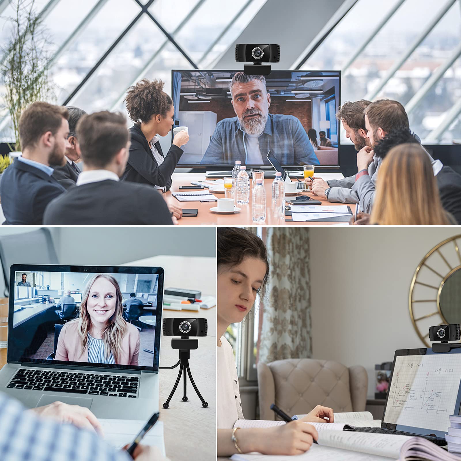 Svarog Webcam with Microphone, Autofocus 1080P HD Webcam with Privacy Cover & Tripod,USB 2.0 Desktop PC Web Camera,Plug and Play,60° Wide-Angle View for Gaming Conferencing Study Streaming Zoom