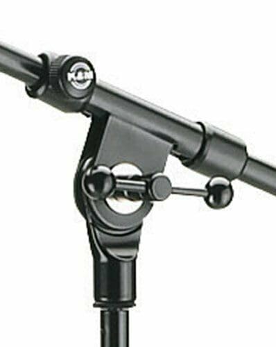 K&M König & Meyer 21021.500.55 Overhead Microphone Stand | Long Boom Arm | T-bar Locking Mechanism | Heavy Duty Folding Tripod Base | Compact For Travel / Storage | German Made | Black