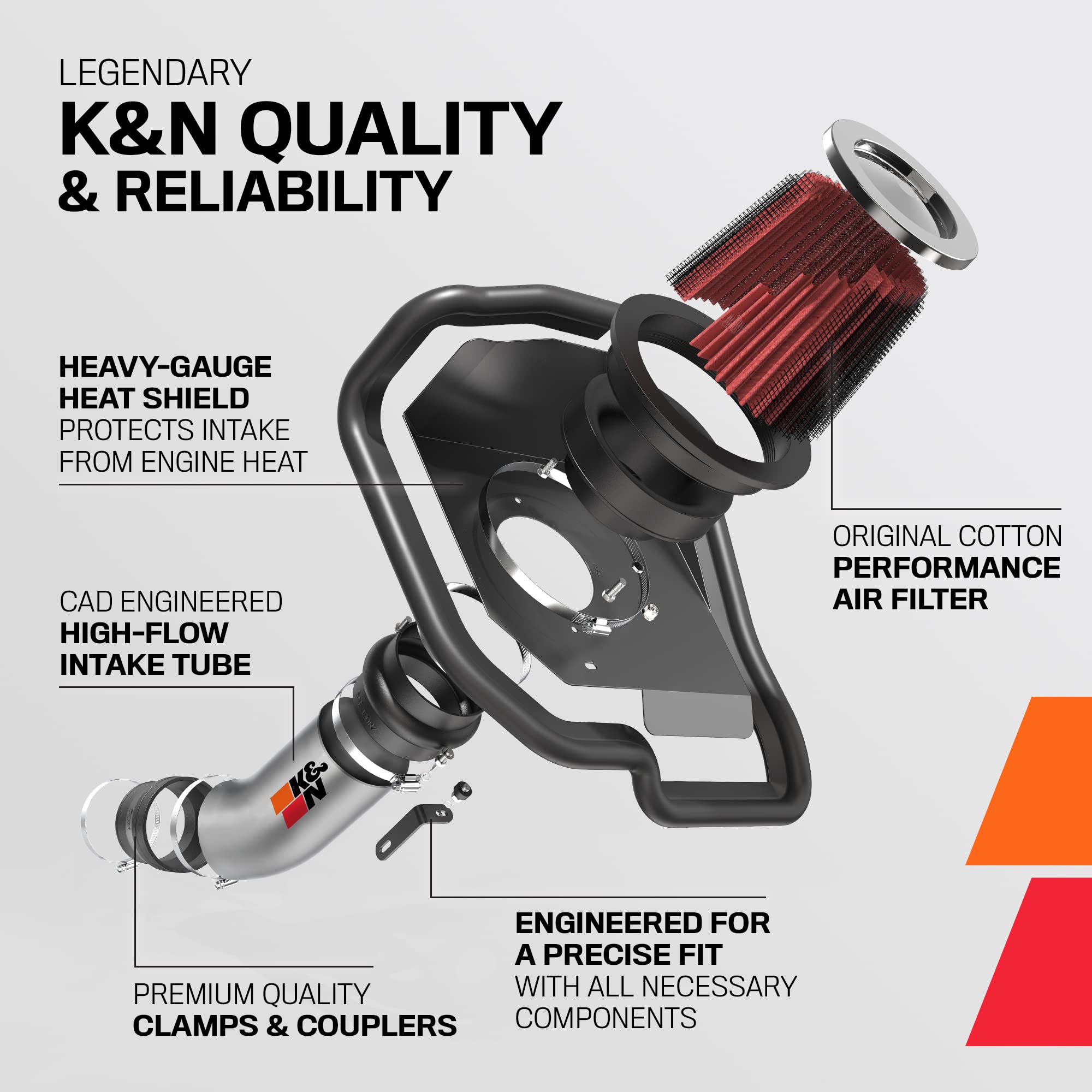 K&N Cold Air Intake Kit: Increase Acceleration & Engine Growl, Guaranteed to Increase Horsepower up to 10HP: Compatible with 2.0L, L4, 2012-2018 Ford Focus, 69-3517TS