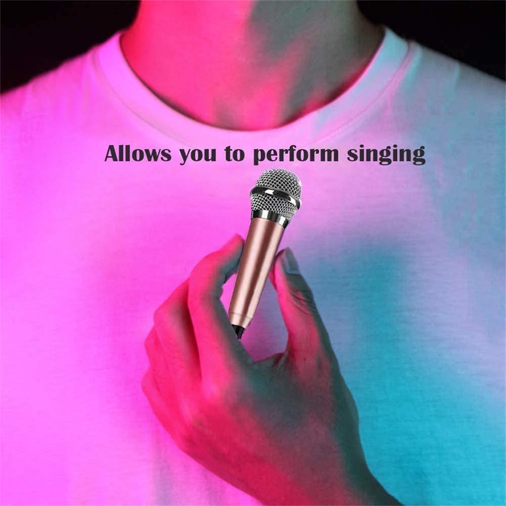 Mini Portable Vocal Microphone for Mobile Phone, Computer, Tablet, Recording Chat and Singing(Rose Gold)