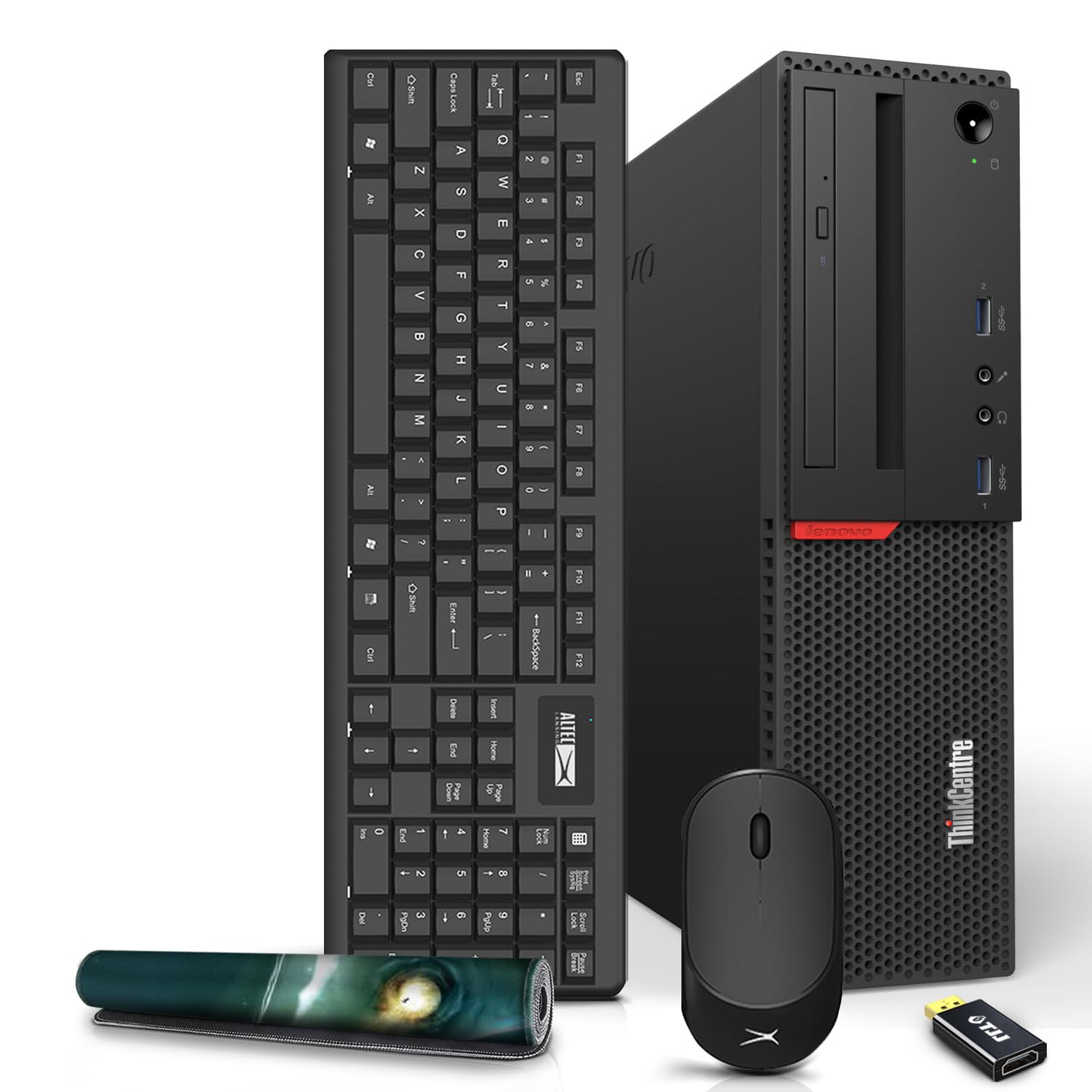 Lenovo ThinkCentre M700 SFF Desktop Computer, Intel Core i7-6700, 32GB RAM 512GB SSD + 1TB HDD, DVD-RW,HDMI,AC7260 WiFi,Bluetooth,Desk Mat,Keyboard & Mouse,Windows 10 Pro (Renewed)