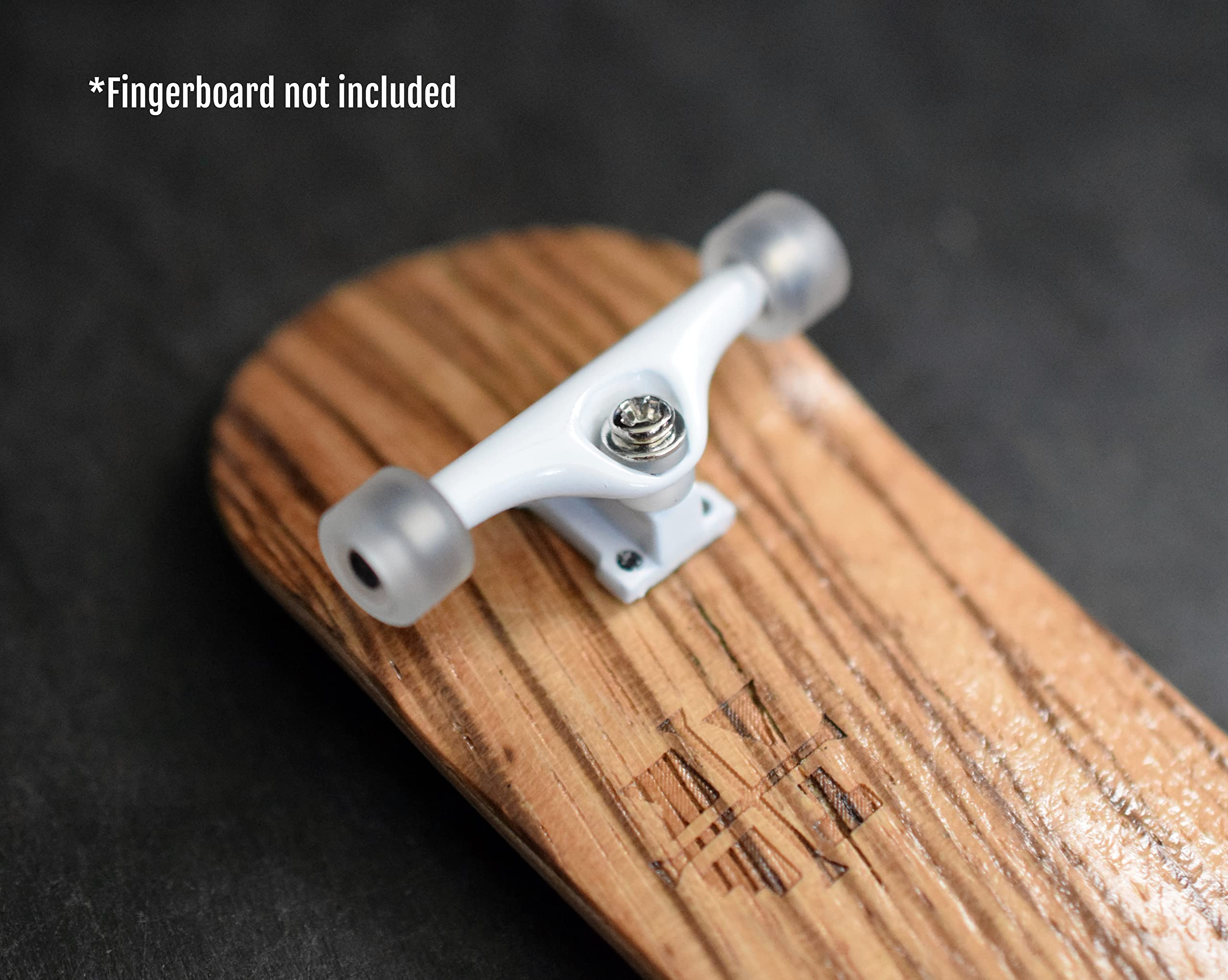 Teak Tuning Prodigy Swerve Fingerboard Trucks, White Colorway - 32mm Wide - Inverted Kingpin - Professional Shape, Appearance & Components