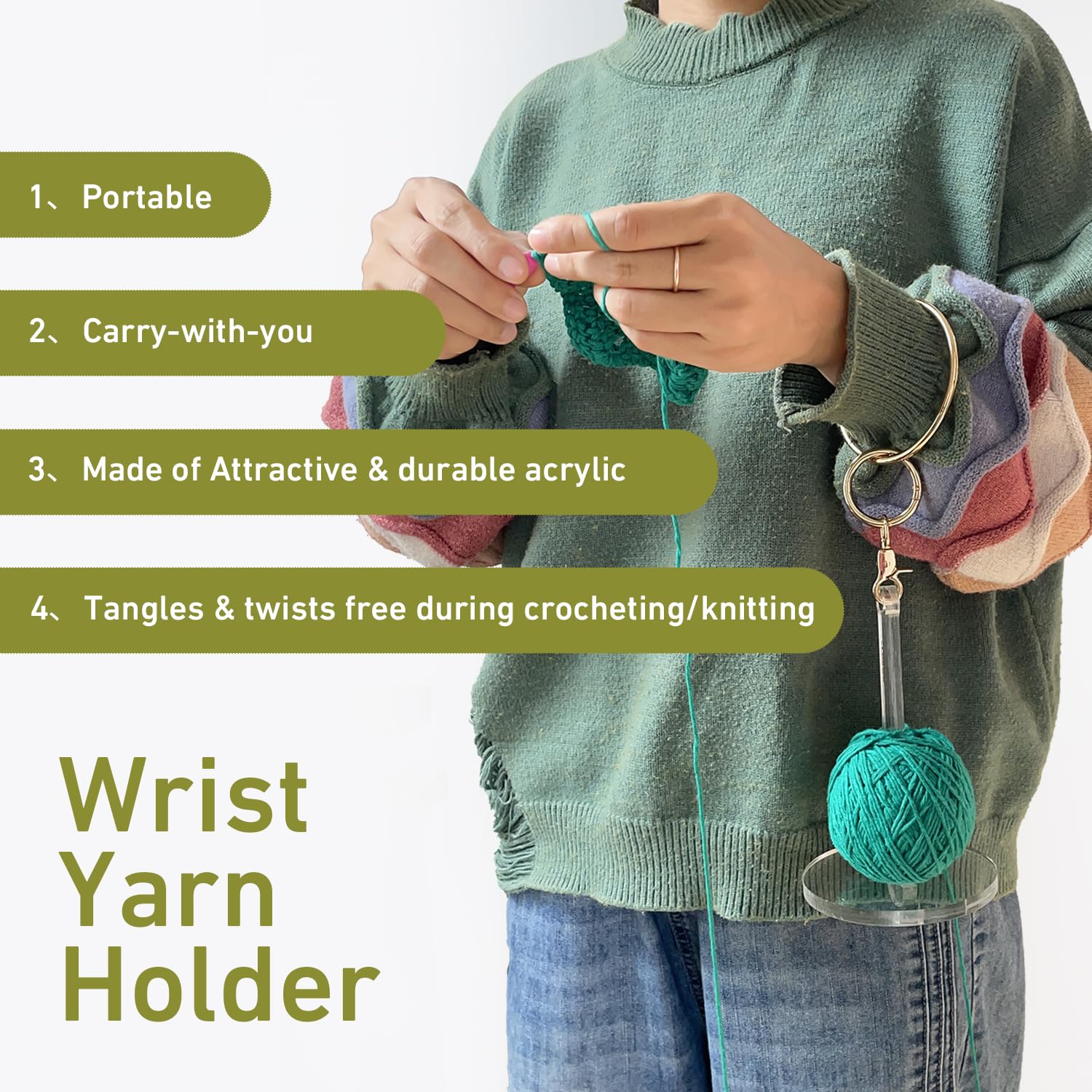 YOJOB Portable Wrist Yarn Holder for Crocheting & Knitting, Without Tangling Yarn Spinner for Yarn Balls and Cake, Ideal Crochet Gift for Crafters (Transparent)