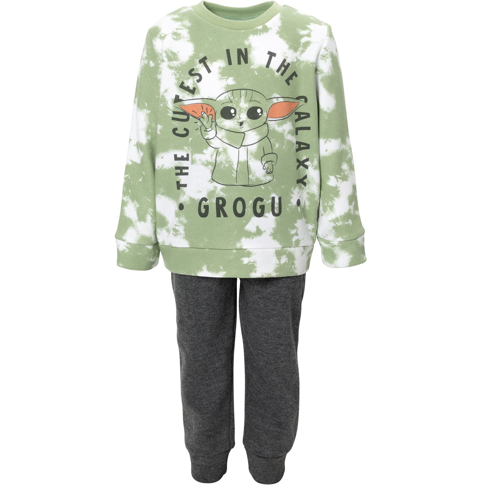 STAR WARS The Mandalorian The Child Toddler Boys Fleece Sweatshirt and Pants Set Tie Dye Green/Grey 5T