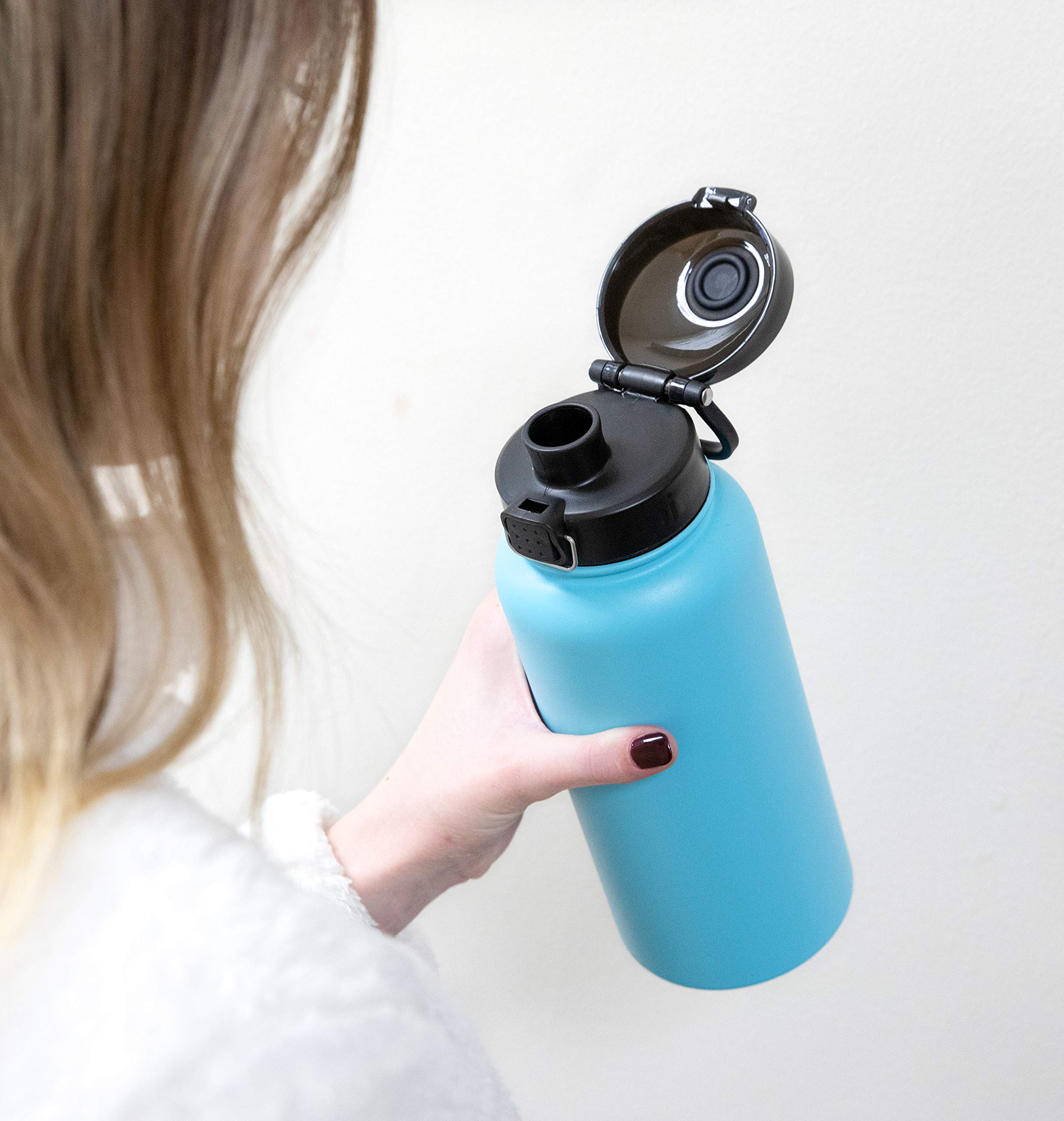 MIRA One Touch Lid Wide Mouth Water Bottles | Compatible with Multiple Sizes: 18 oz, 20 oz, 22 oz, 32 oz & 40 oz, Black