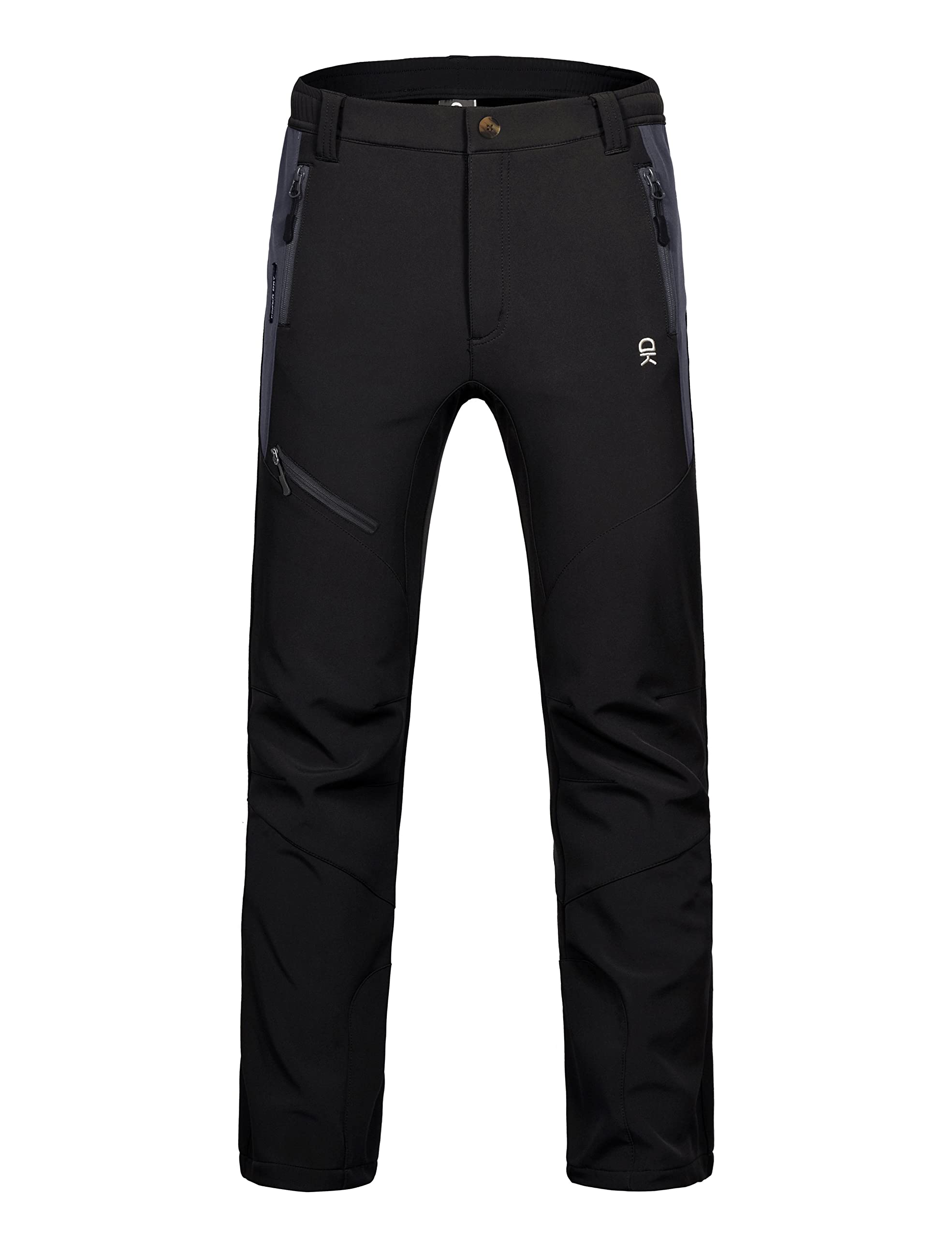 Little Donkey Andy Men’s Winter Hiking Ski Snow Pants, Softshell Insulated Pants, Fleece Lined, Water Repellant Black Size XXL