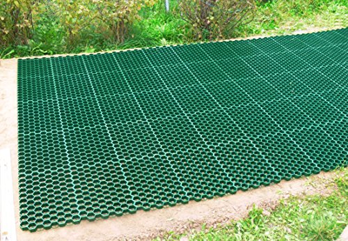 Techno Earth ( 1.9" Depth Permeable Grass Pavers for Your Grass Parking Lots, Access Roads, driveways, fire Lanes, RV and Boat Storage Pads - (Pack of 4-11 Sf) (Green)