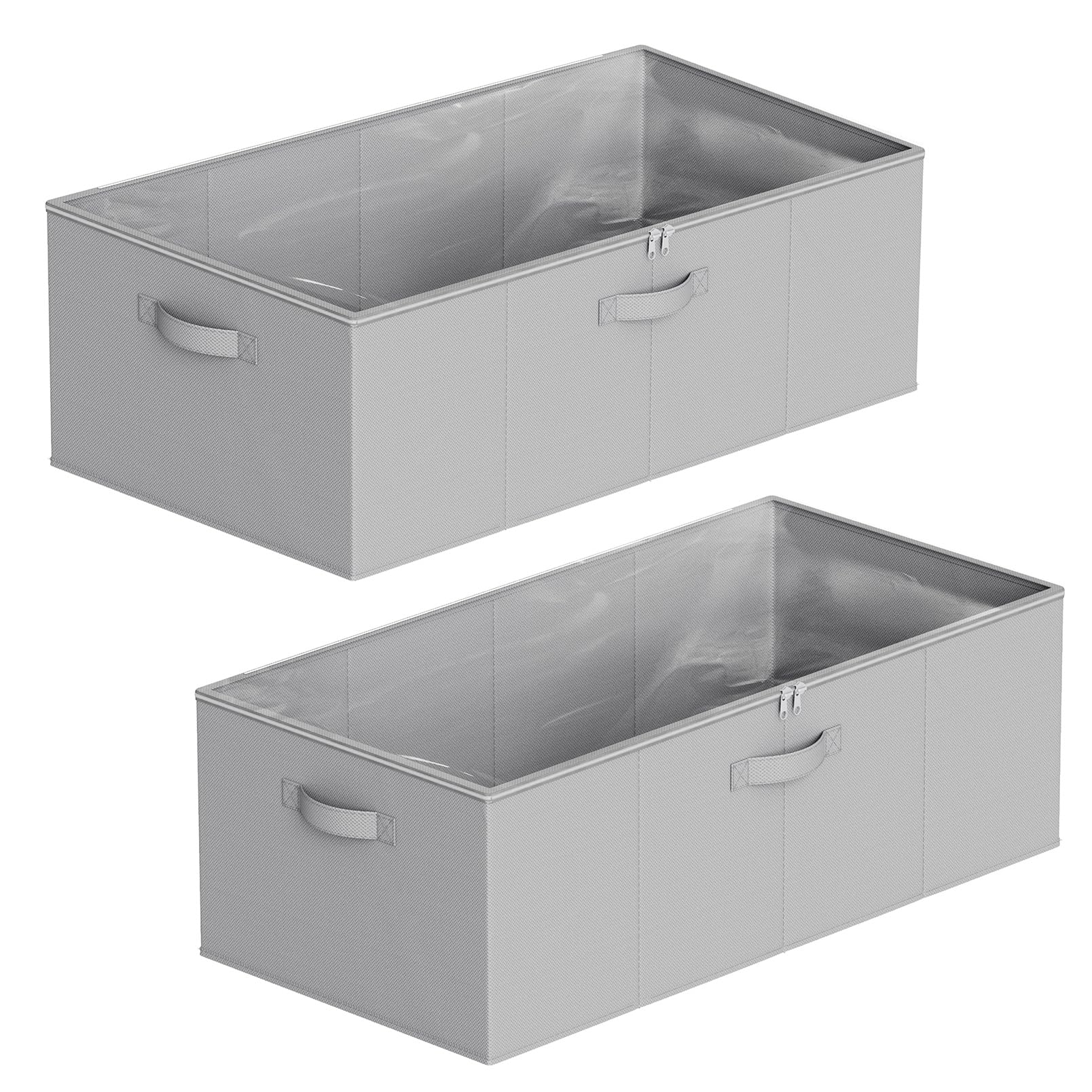 SpaceAid 2 Pack 10" High Under Bed Storage Containers, Large Underbed Storage Organizer Bins with Lids for Bedroom, Dorm, Clothes, Closet Organization, Bed Sheets and Blankets (Gray)