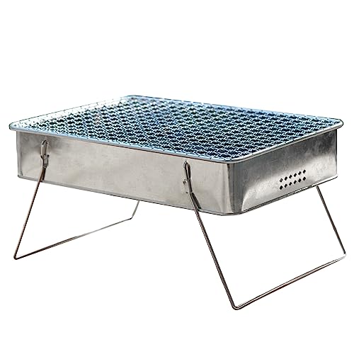 YOXIER Portable Barbecue Grill,Stainless Steel Grill,Camping Charcoal Grill,Stainless Steel Grill,Outdoor Stove Burner for Outdoor Barbecues,Gatherings,Picnics & Cooking Silver