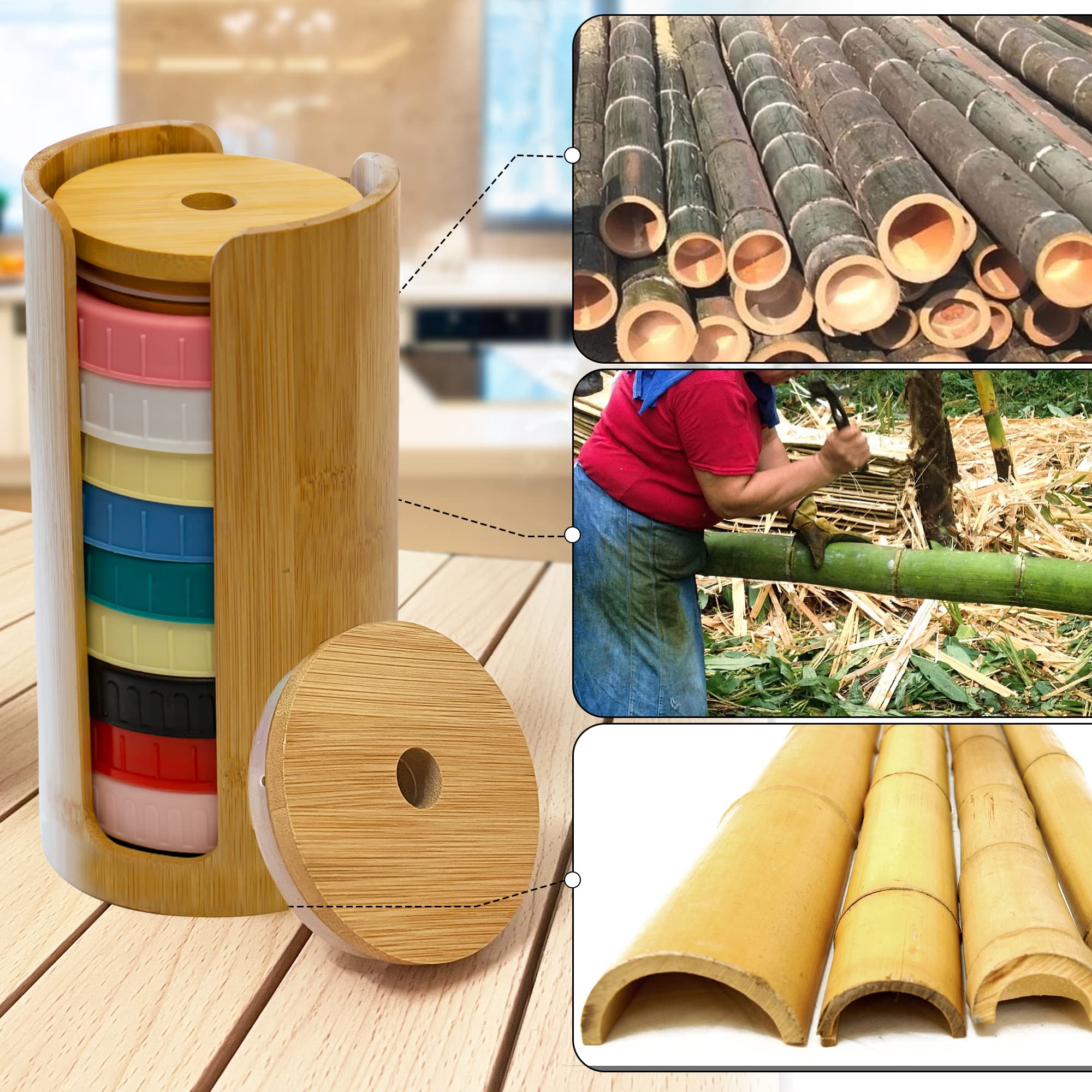Mason Jar Lid Organizer (2pcs), Mason Jar Lid Storage Made of Bamboo, Fit Perfectly, Stackable Steady, Suitable for wide mouth or Regular Mason Lids/Canning Lids/Bamboo Lids