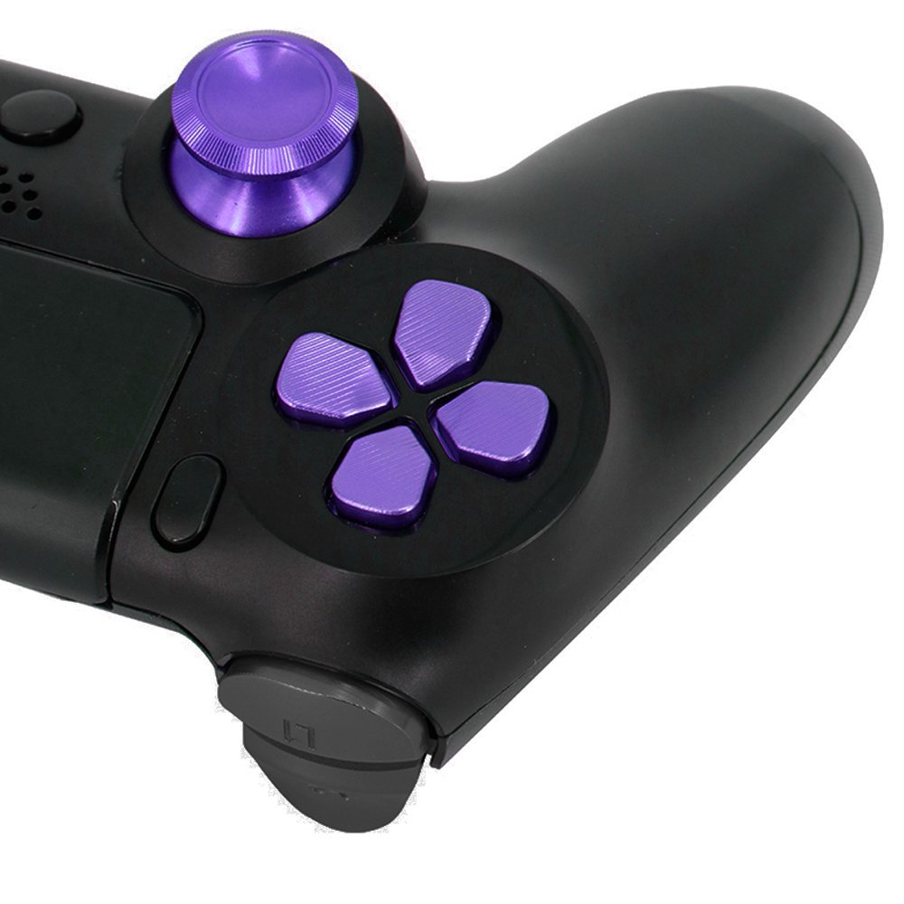 Jadebones Metal Replacement Repair Kits, Thumbsticks Thumb Grip Bullet and D-pad Buttons Compatible with PS4/PS4 Slim/PS4 Pro Controller (Purple)