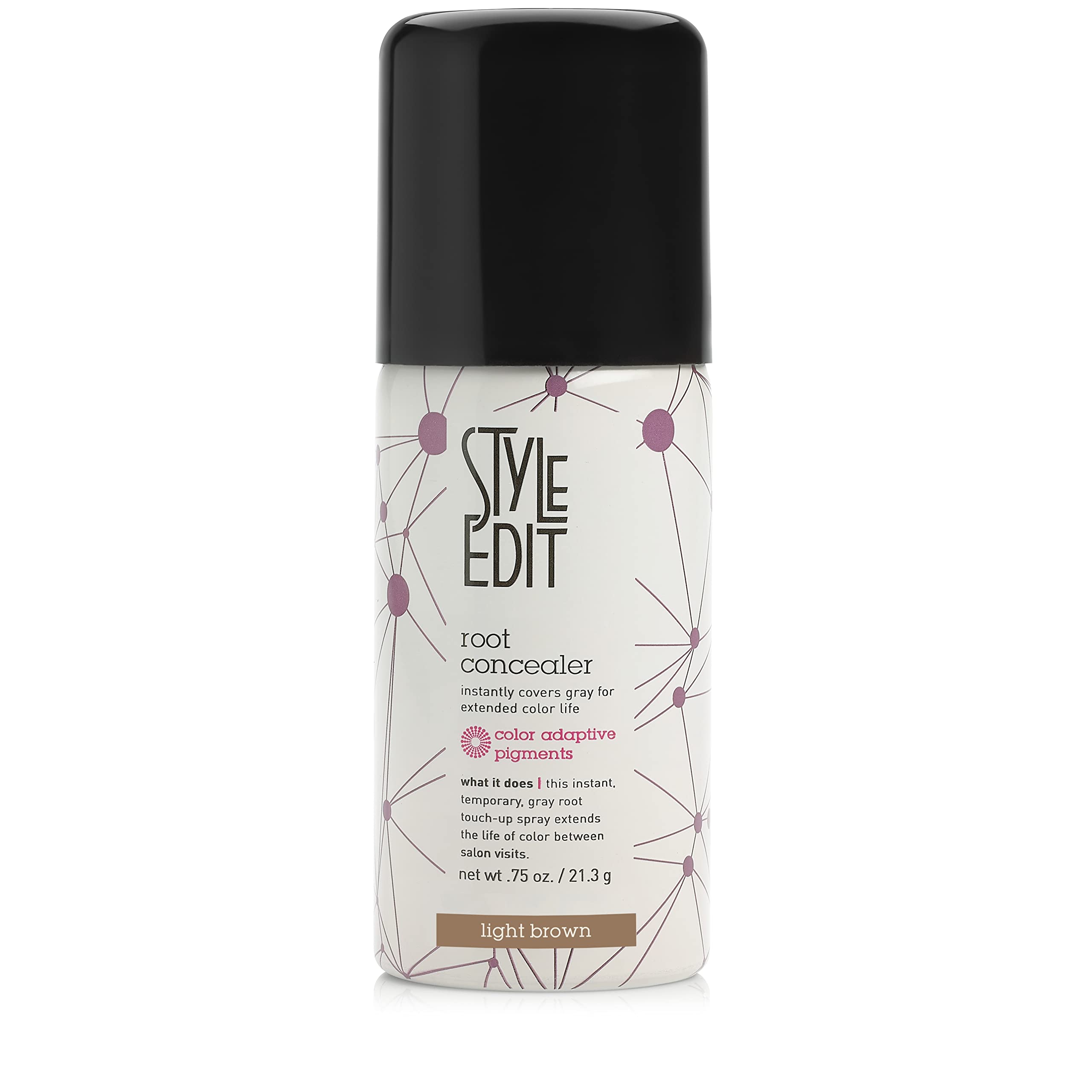 Style Edit Root Touch Up Spray for Light Brown Hair | Cover Up Hair Color for Gray Hair Coverage | Temporary Light Brown Hair Dye | 0.75 oz. Travel Size Spray