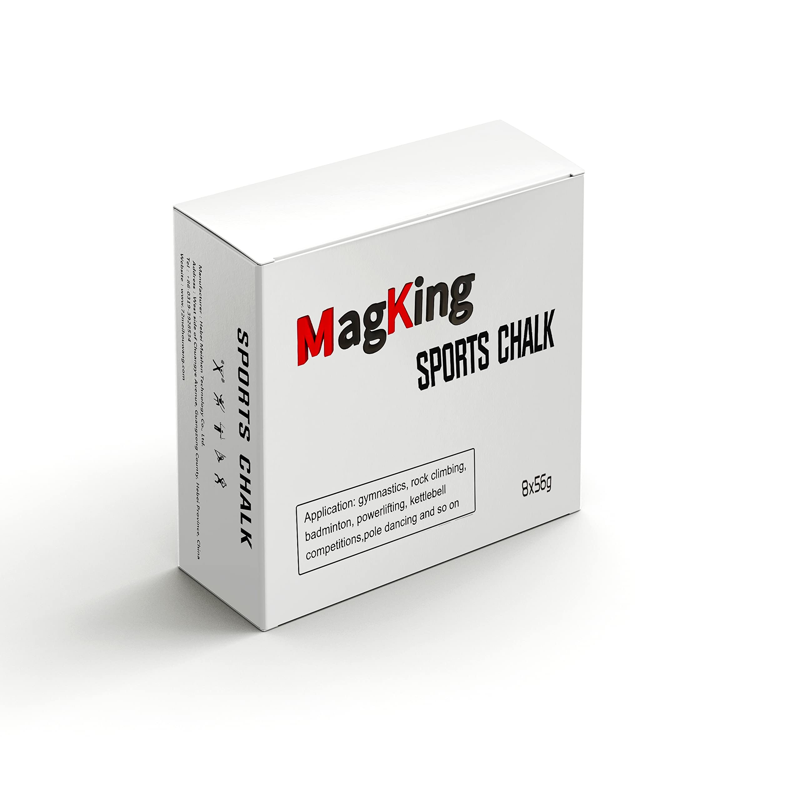 MagKing Gym Chalk Blocks, for Rock Climbing, Weightlifting, Workout Lifting, Gymnastics Bars, Crossfit, Magnesium Carbonate Chalk, 2oz, 1lb, 8 blocks