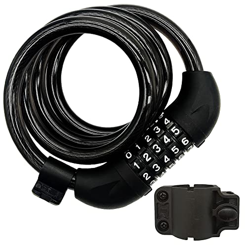 RYANGO Anti-Theft Bike Lock, Combination Lock, 12mm PVC Steel Cable, Black, Keyless, Resettable