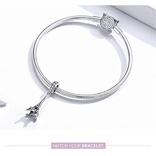 Manhe Charms Landmark Series Charm Sterling Silver Travel Charms Dangle for Pandora Bracelet (Paris Eiffel Tower Charms Pendant)