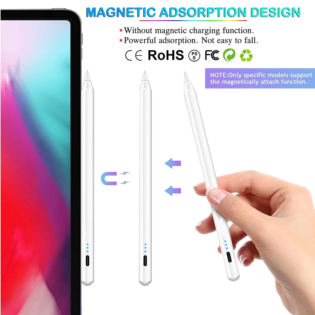 Stylus Pen Compatible with Apple iPad. Palm Rejection, Tilting Detection, Magnetic Adsorption for APESU Digital Pencil Compatible with iPad Pro ,iPad Gen,iPad Mini,iPad Air,2018 and Later Model.