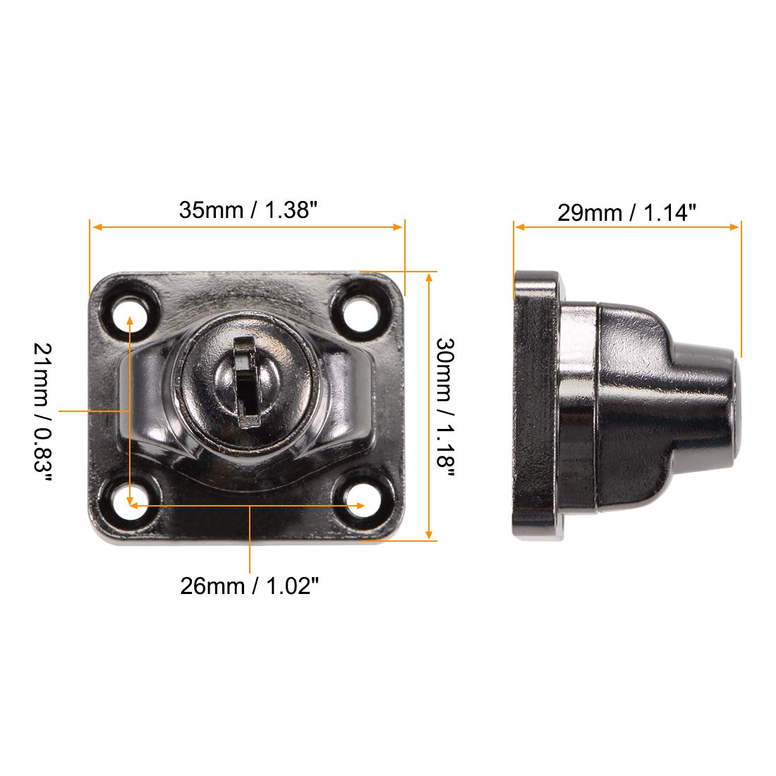 uxcell 3-inch Keyed Hasp Locks Zinc Alloy Twist Knob Keyed Locking Hasp W Screws for Door Cabinet Keyed Alike Black 3Pcs