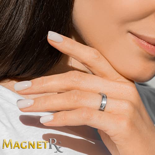 MagnetRX® Magnetic Ring Women - Elegant Crystal Ring - Magnet Rings Women (Silver | Ring Size: 8)