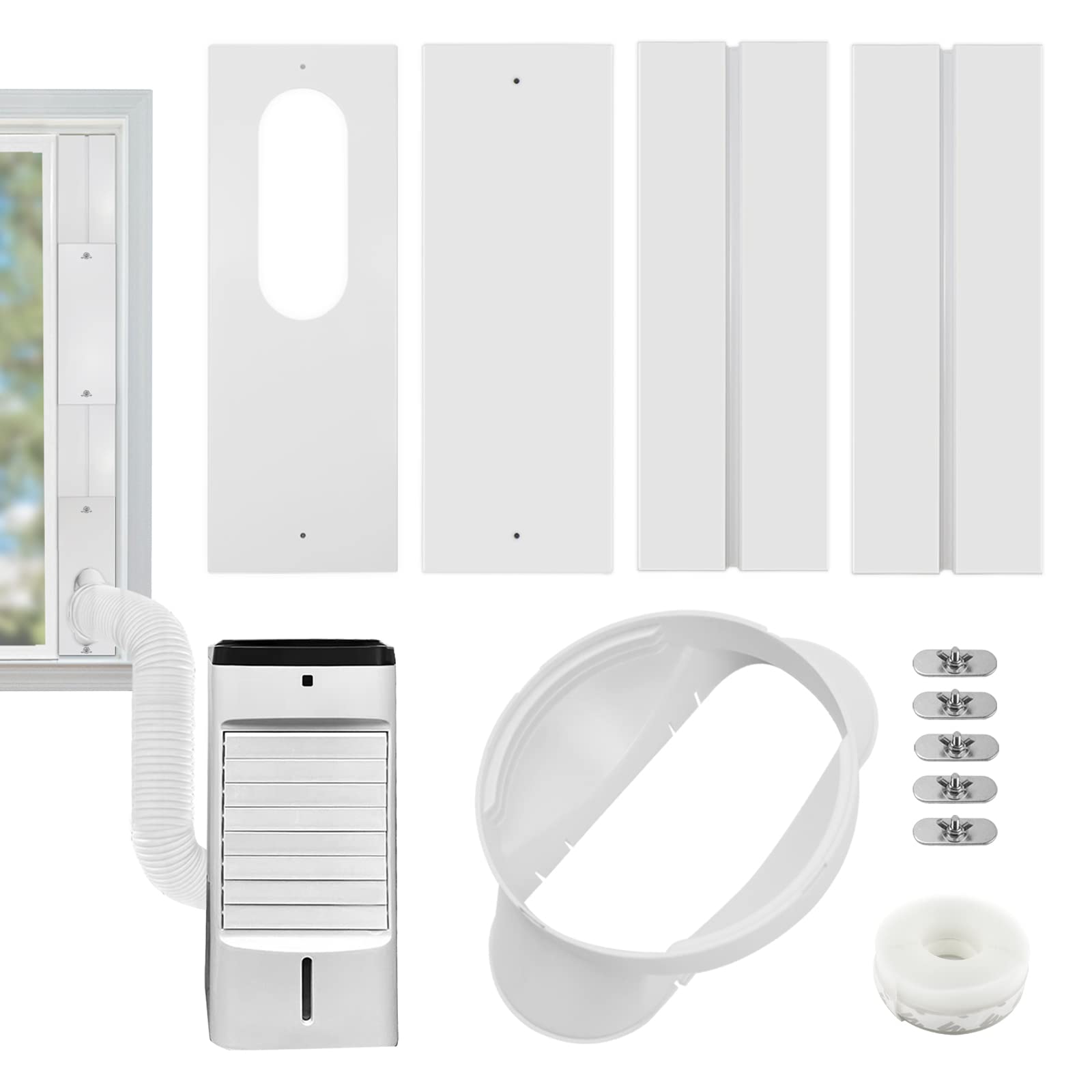 Storystore Portable Air Conditioner Window Vent Kit, Window Seal with 5.1" Diameter Coupler, Ac Window Kit with Adjustable Slide Seal Plates for AC Unit (SWK-11)