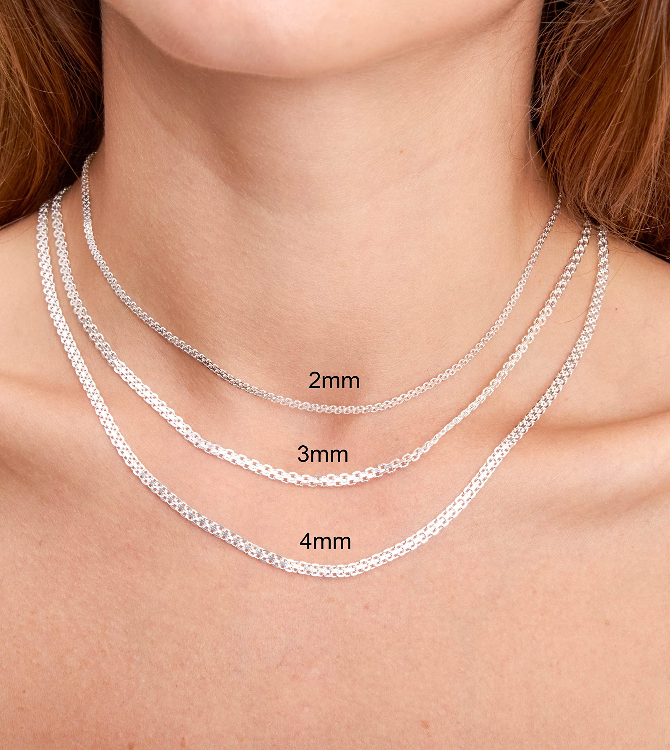 Olive & Chain 925 Sterling Silver Bismark Mesh Link Chain Necklace, Men’s & Women’s