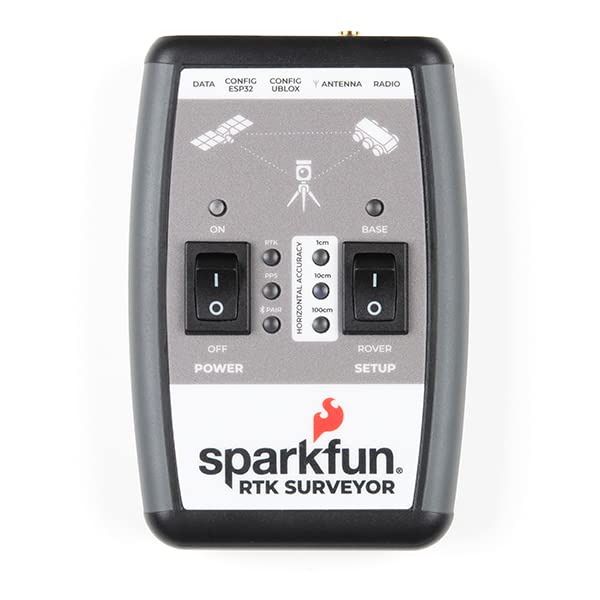 SparkFun RTK Surveying Kit GNSS Receiver: ZED-F9P Transceiver: ESP32 WROOM GNSS L1/L2 Multi-Band Antenna - TOP106 USB A to C Cable and Wall Charger