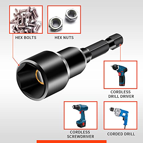 SENNMONN 16-Piece Magnetic Hex Nut Driver Set, Quick-Change 1/4" Hex Shank, Metric and SAE, Cr-V Steel, Nut Driver Set for Impact Drill