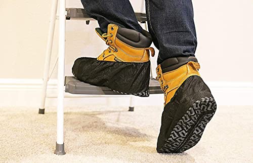 Shoecoverz Brand Black Industrial Disposable Shoe Covers for Men and Women Extra Thick 45 GSM Material Workman Booties Extra Large 100 Pack