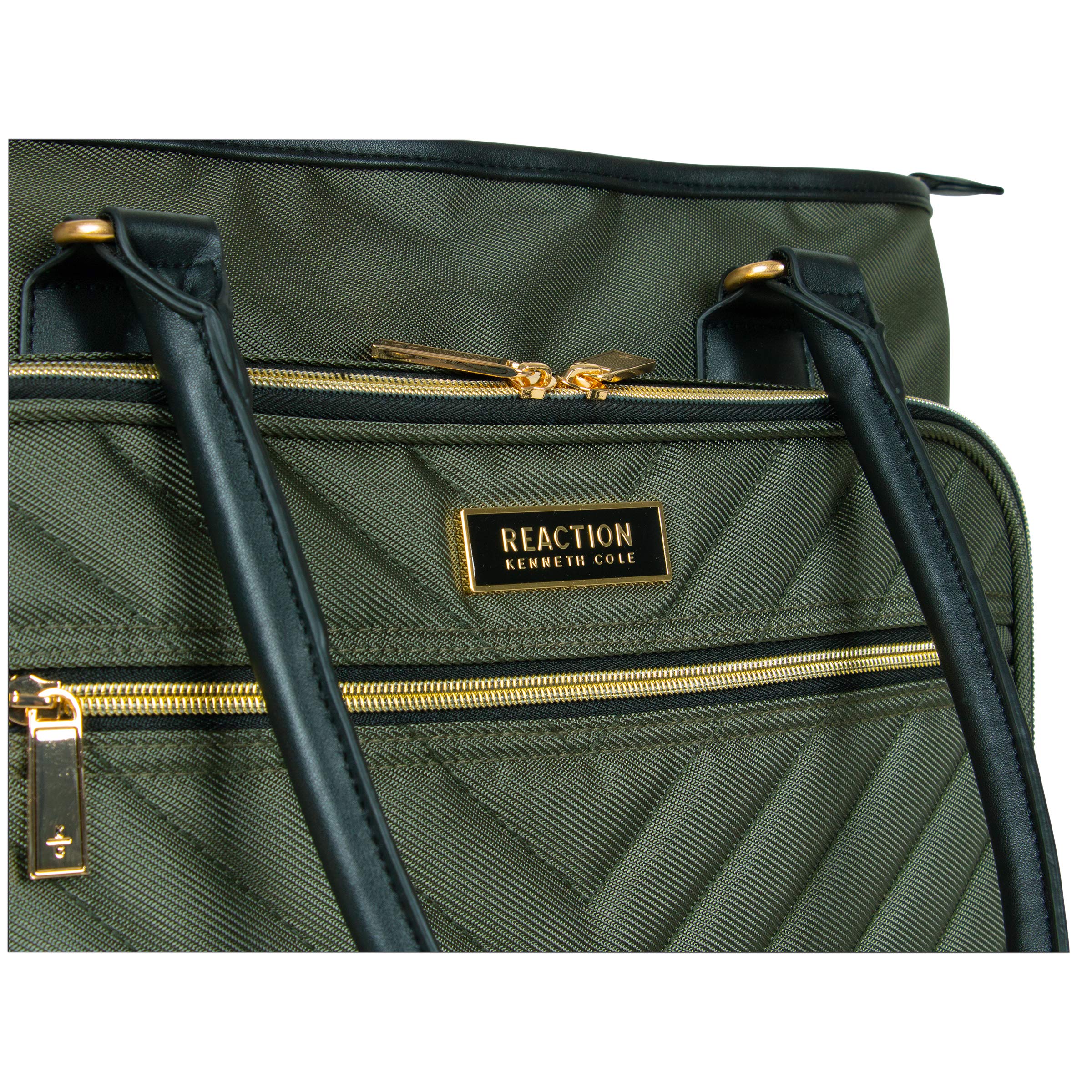 Kenneth Cole Reaction Chelsea Chevron 15" Laptop & Tablet Business Tote W/Removable Shoulder Strap, Olive