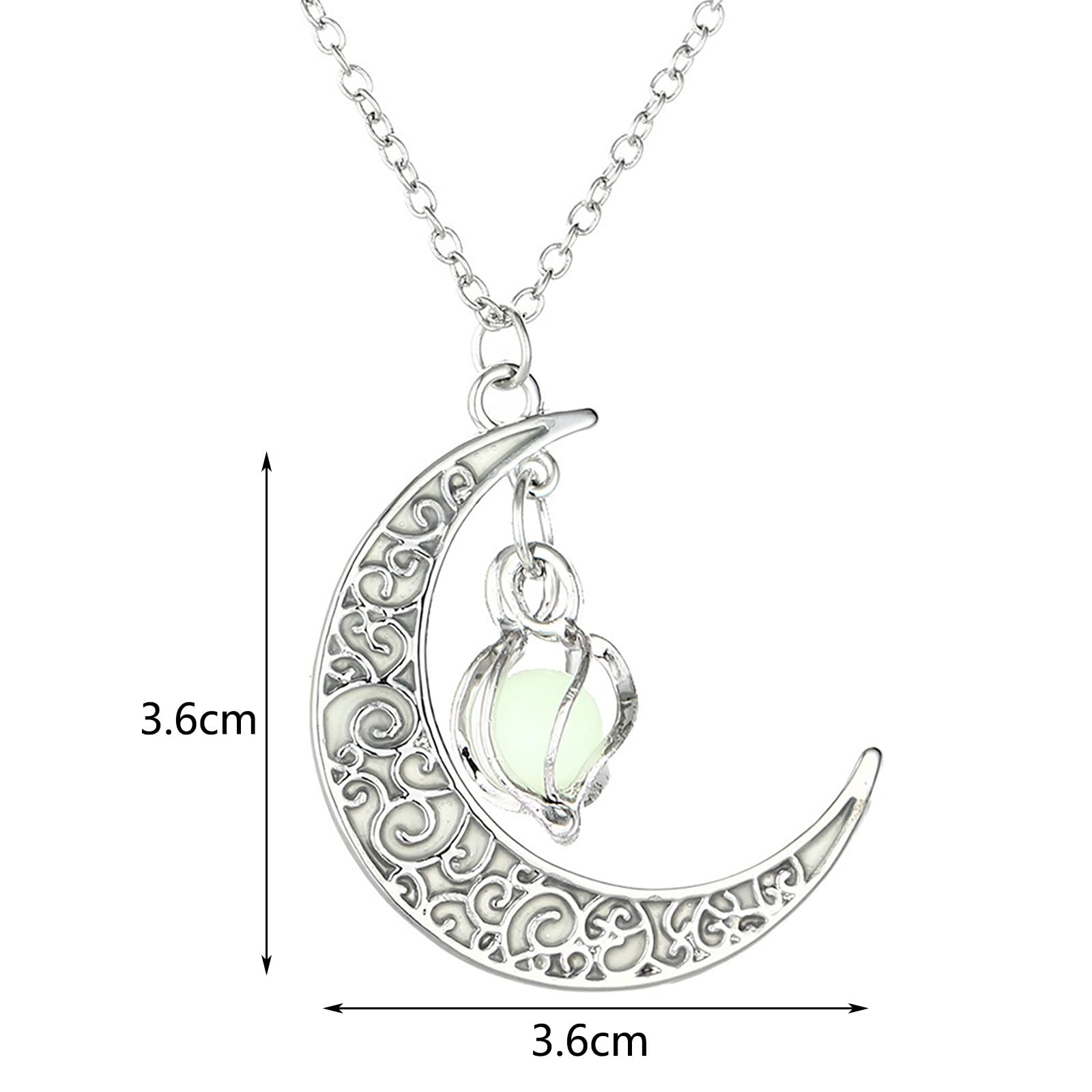 Pendant Necklaces for Women, Hollow Rotating Bead Luminous Moon Pendants, Luminous Enchanted Moonstone Necklace, Birthday Anniversary Jewelry Gift, One Size