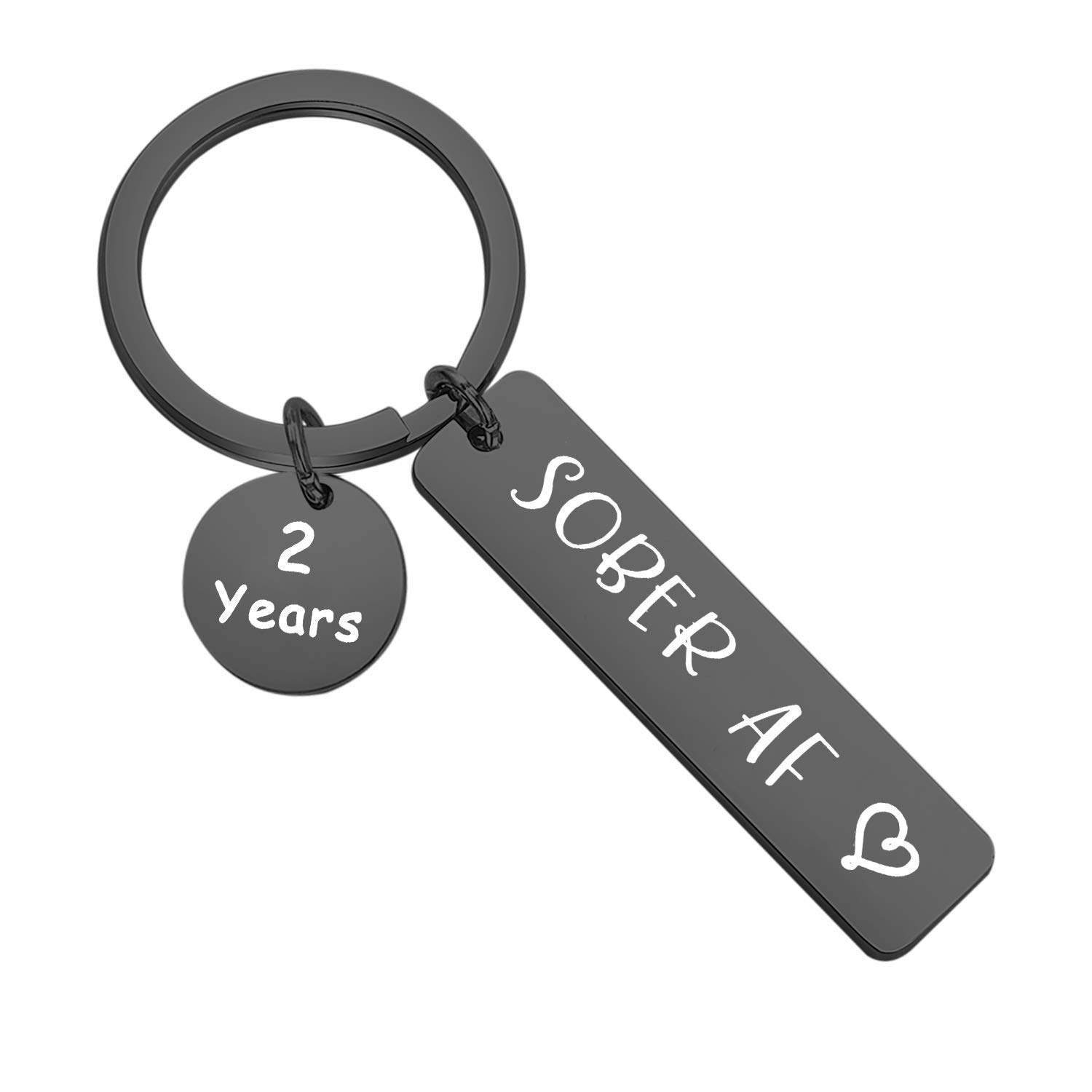 MAOFAED Sobriety Gift Sobriety keychain AA Recovery Jewelry AA Gift NA Gift 1 Year 2 Years 3 Years 4 Years 5 Years Sobriety Anniversary Keychain (sober 2years black)