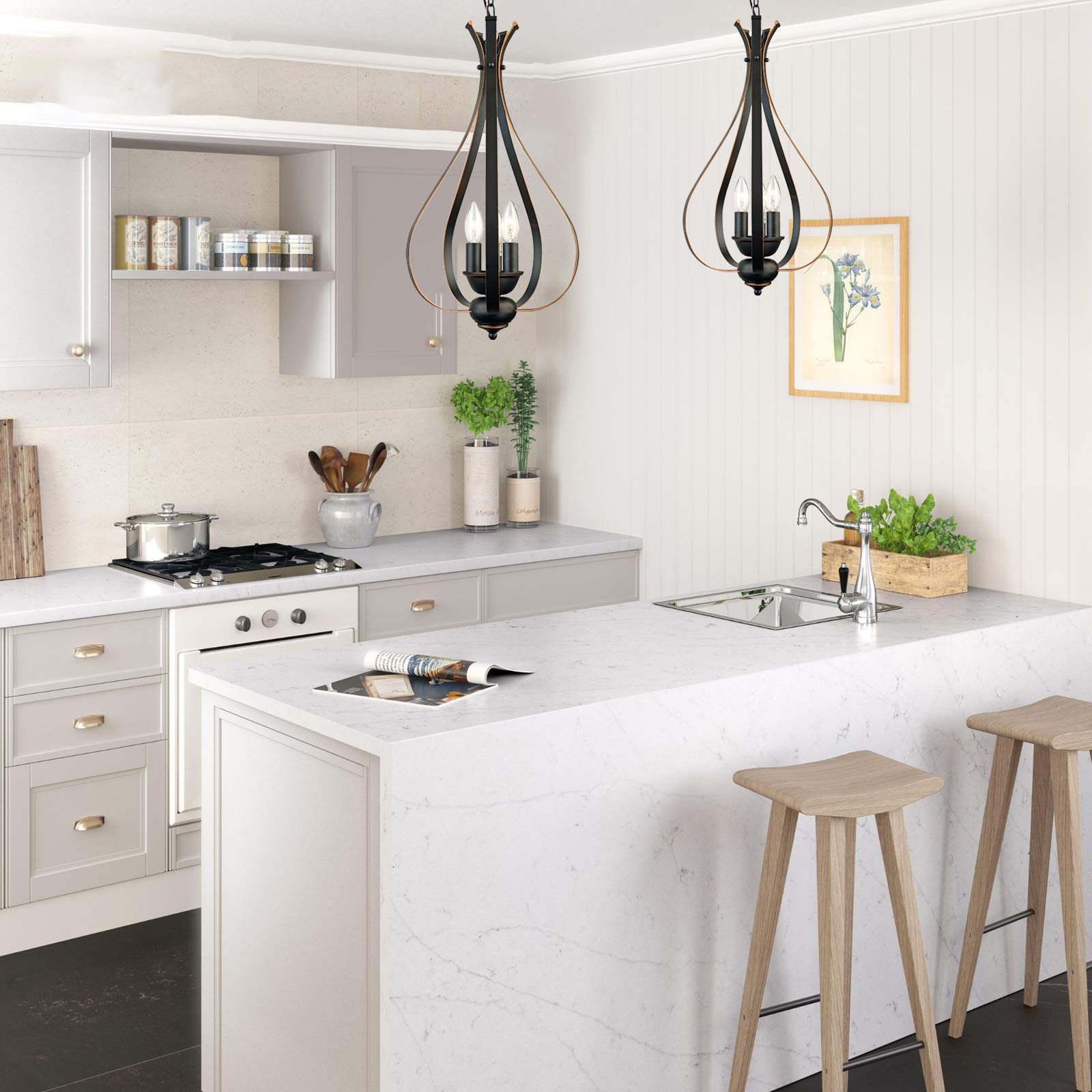 LaLuLa Chandeliers Bronze Chandelier Lighting Modern Farmhouse Chandeliers Rustic Chandelier 3 Light Hanging Light Fixture